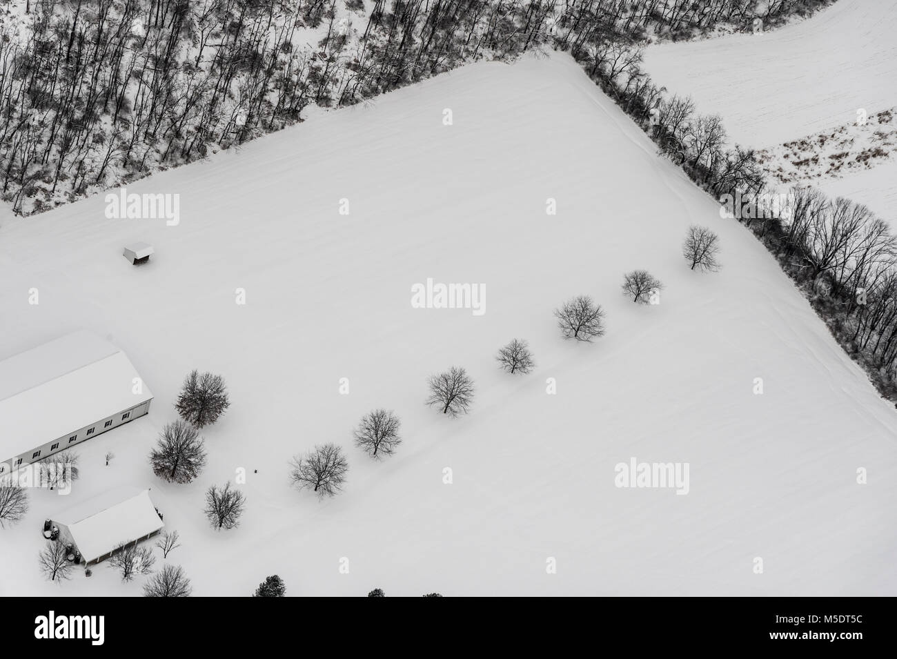 Aerial View Of Fields With Snow Stock Photo - Alamy