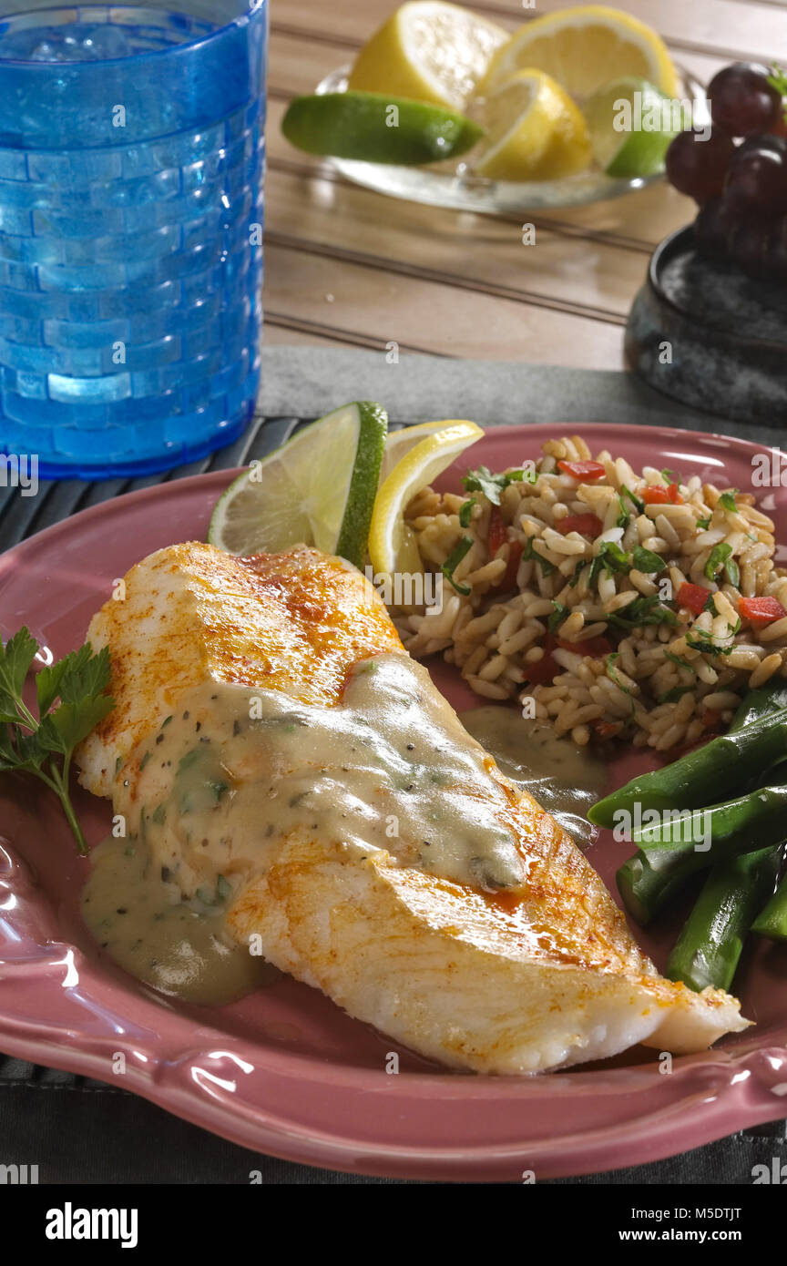 Cod Fish Dinner Stock Photo - Alamy