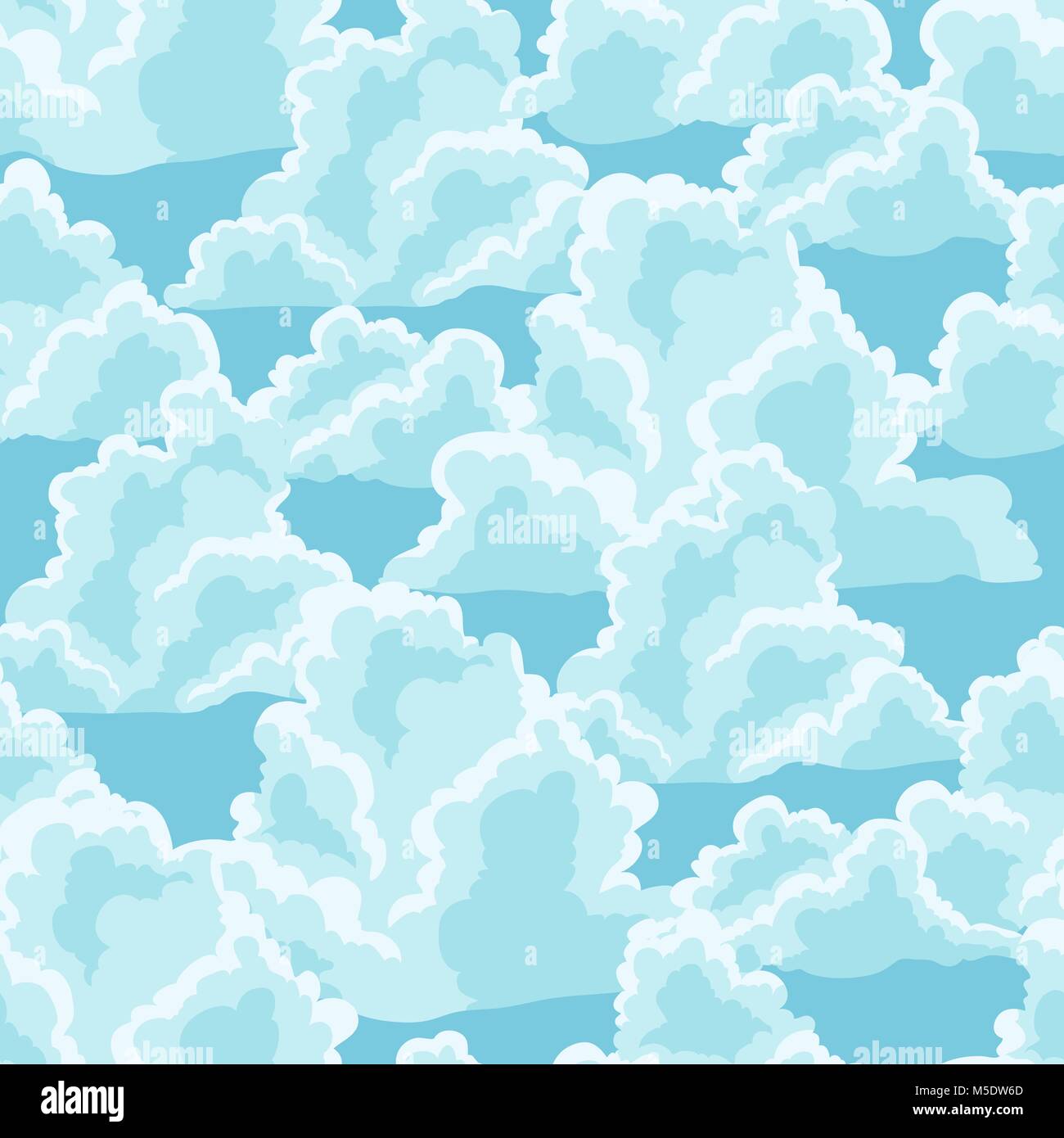 Blue sky seamless pattern with curly clouds Stock Vector Image & Art ...