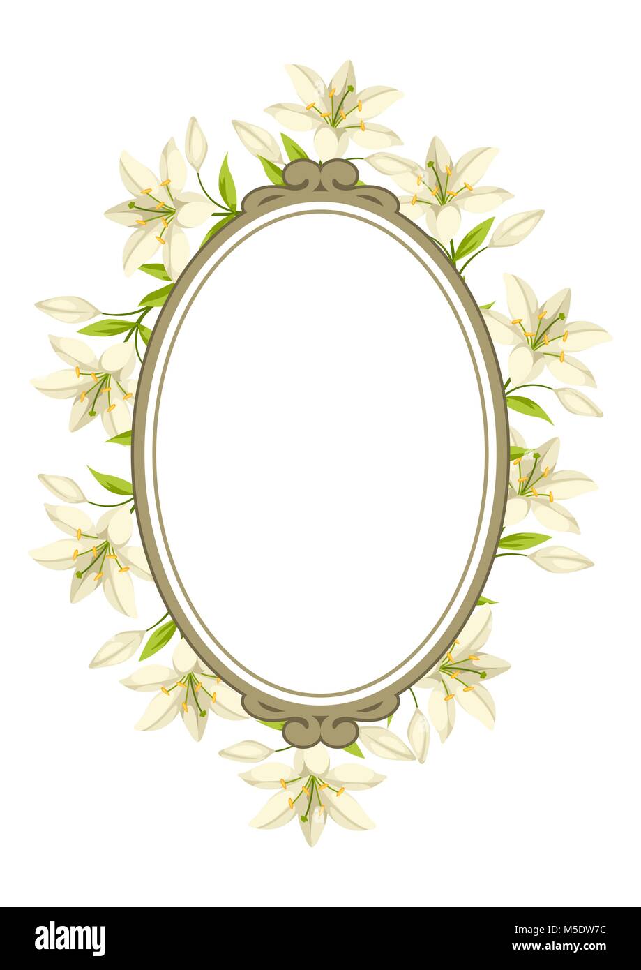 Vintage decorative frame with beautiful lilies. Retro design Stock ...