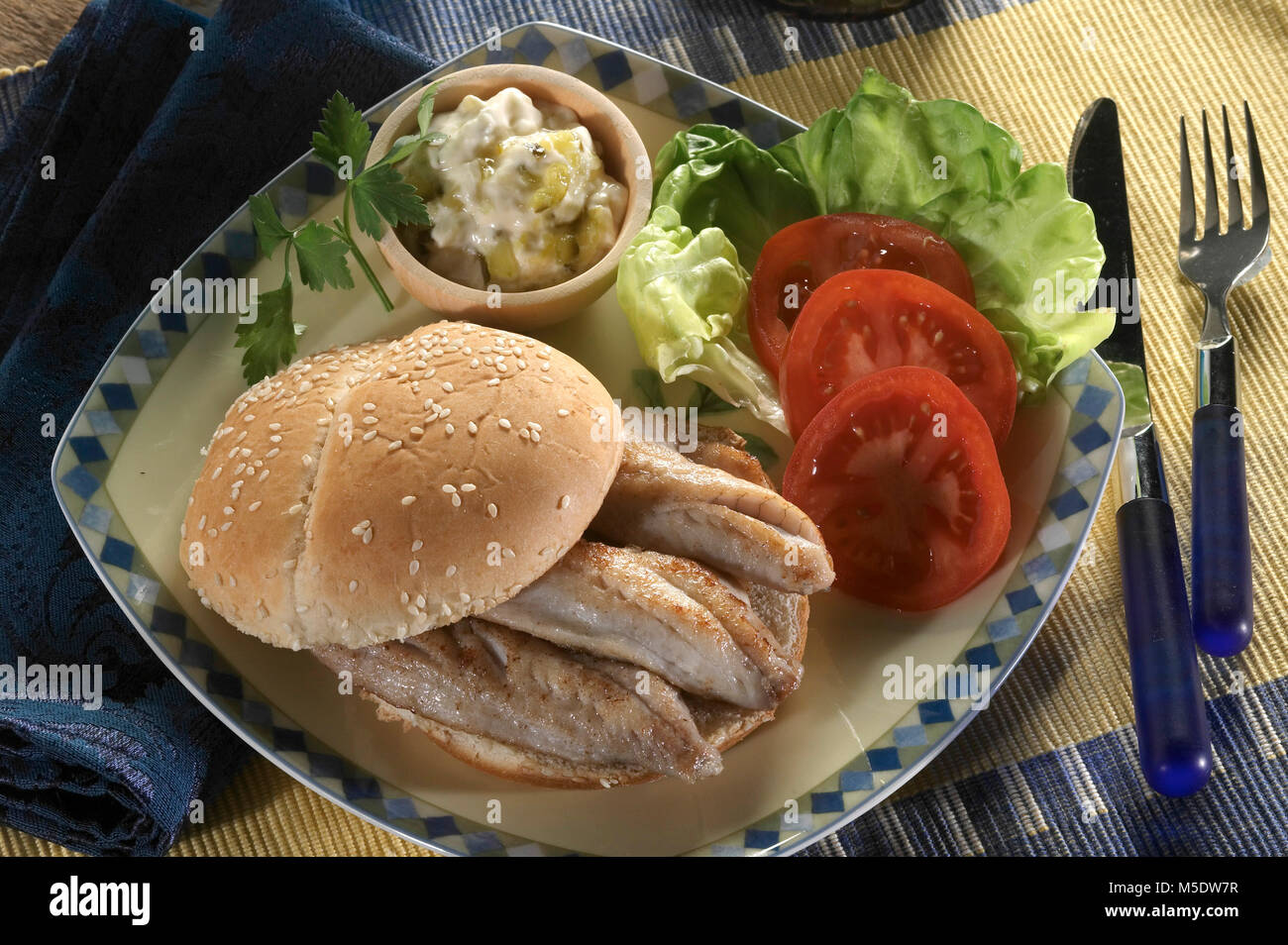 Perch Fillet Sandwich Stock Photo - Alamy