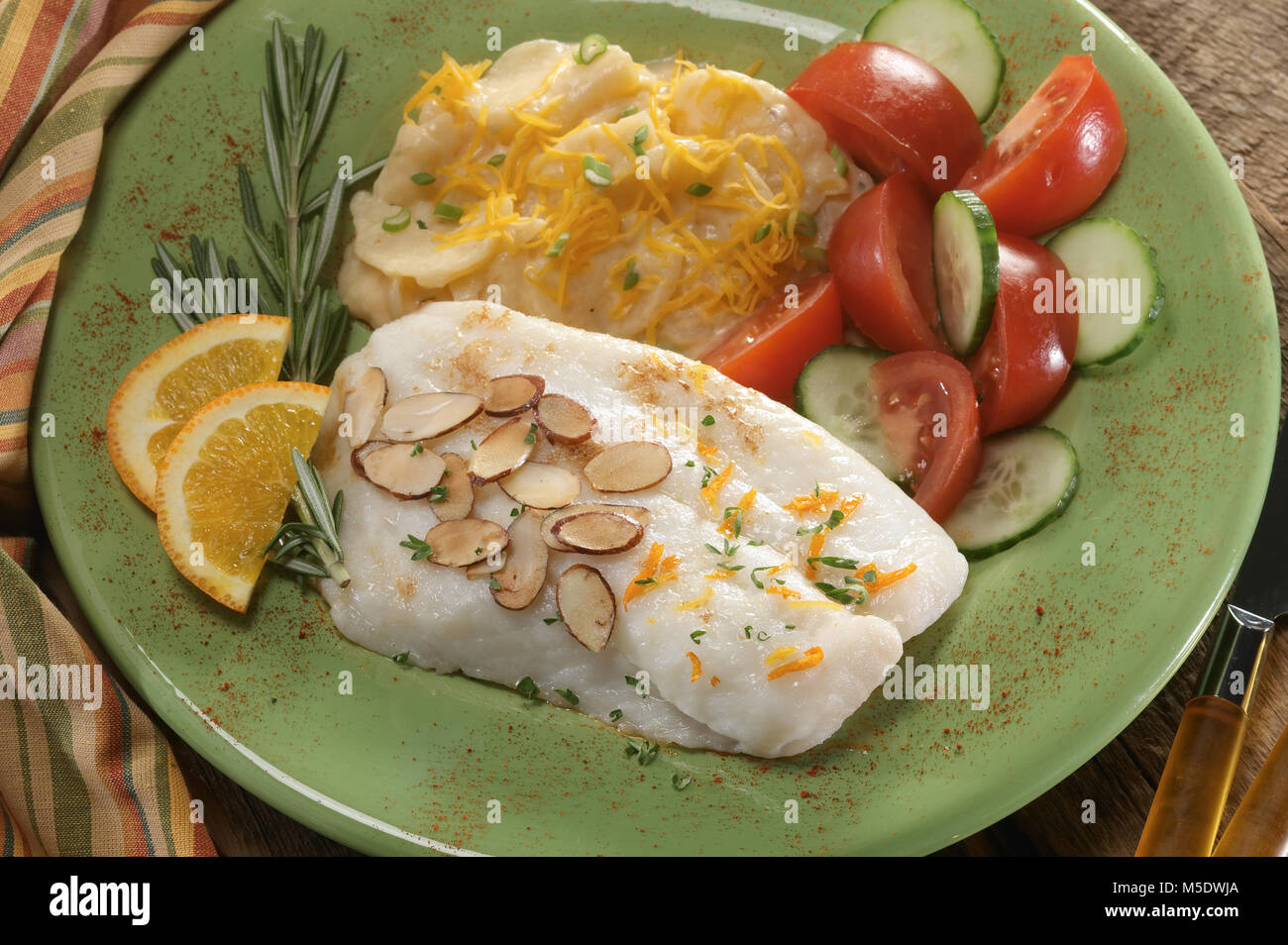Orange Roughy Fish Dinner Stock Photo - Alamy