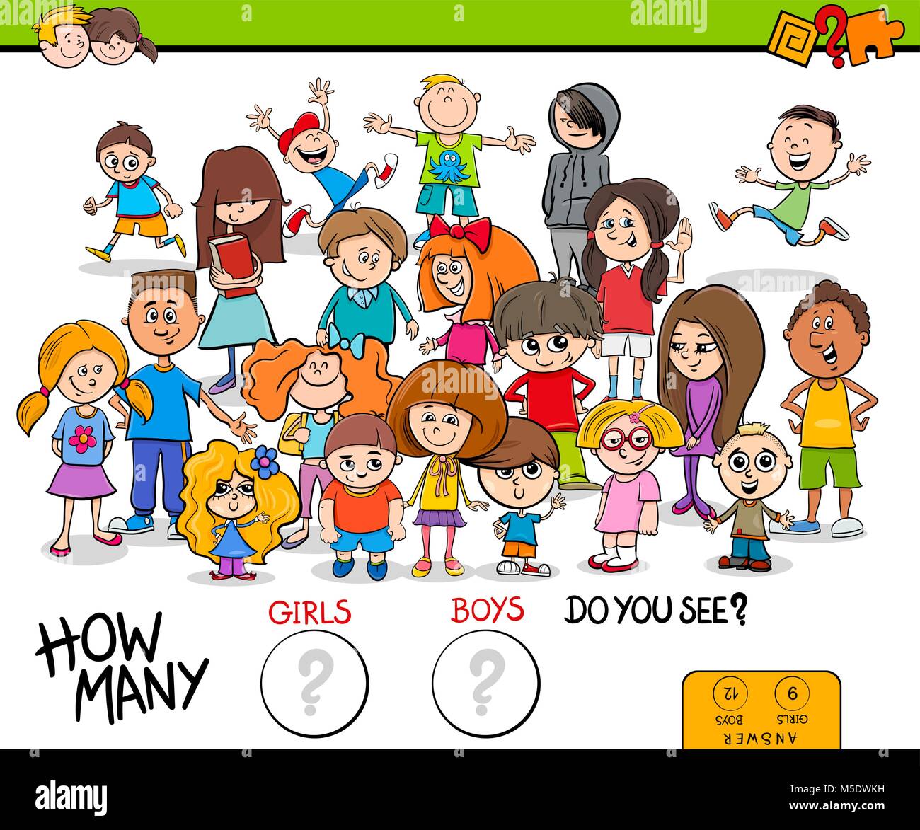 Cartoon Illustration of Educational Counting Game for Children with Kid ...