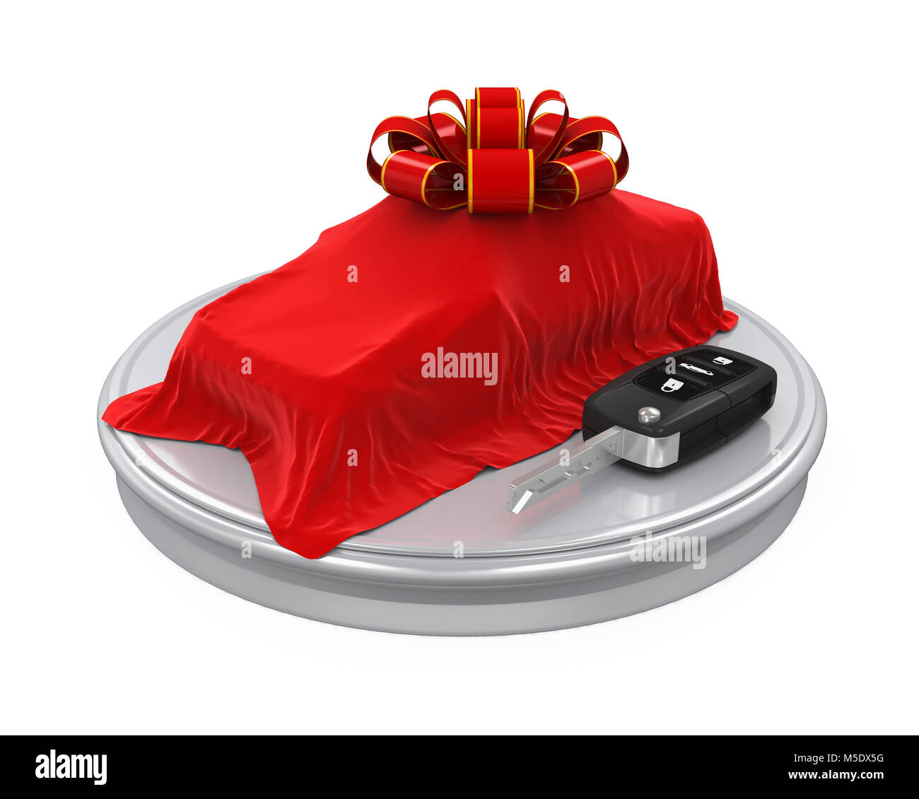 Presentation of the New Car with Car Key and Ribbon Stock Photo - Alamy