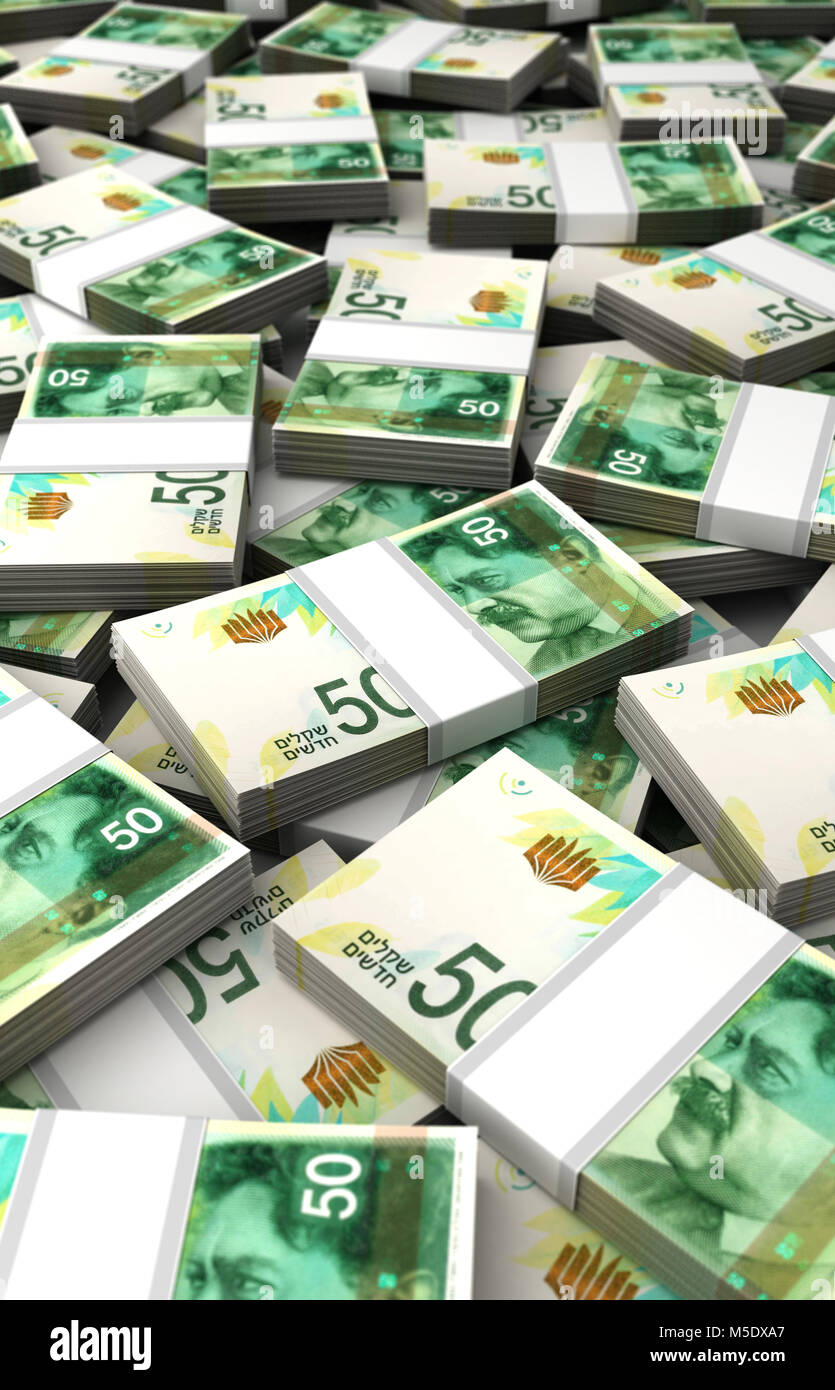 Stack of Israeli New Shekels Stock Photo - Alamy