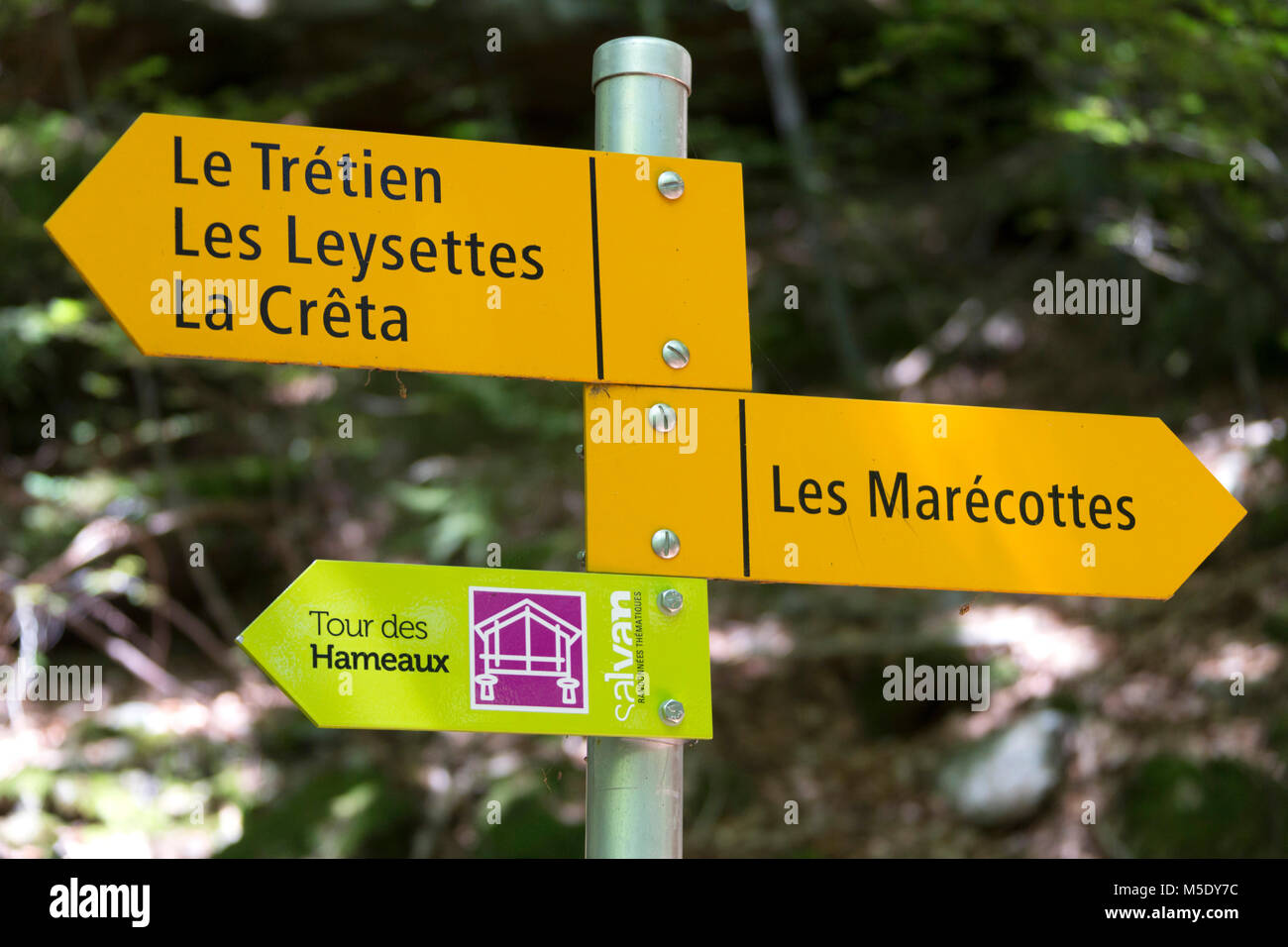 Signposts, Hiking, walk, Yellow, footpath Stock Photo - Alamy