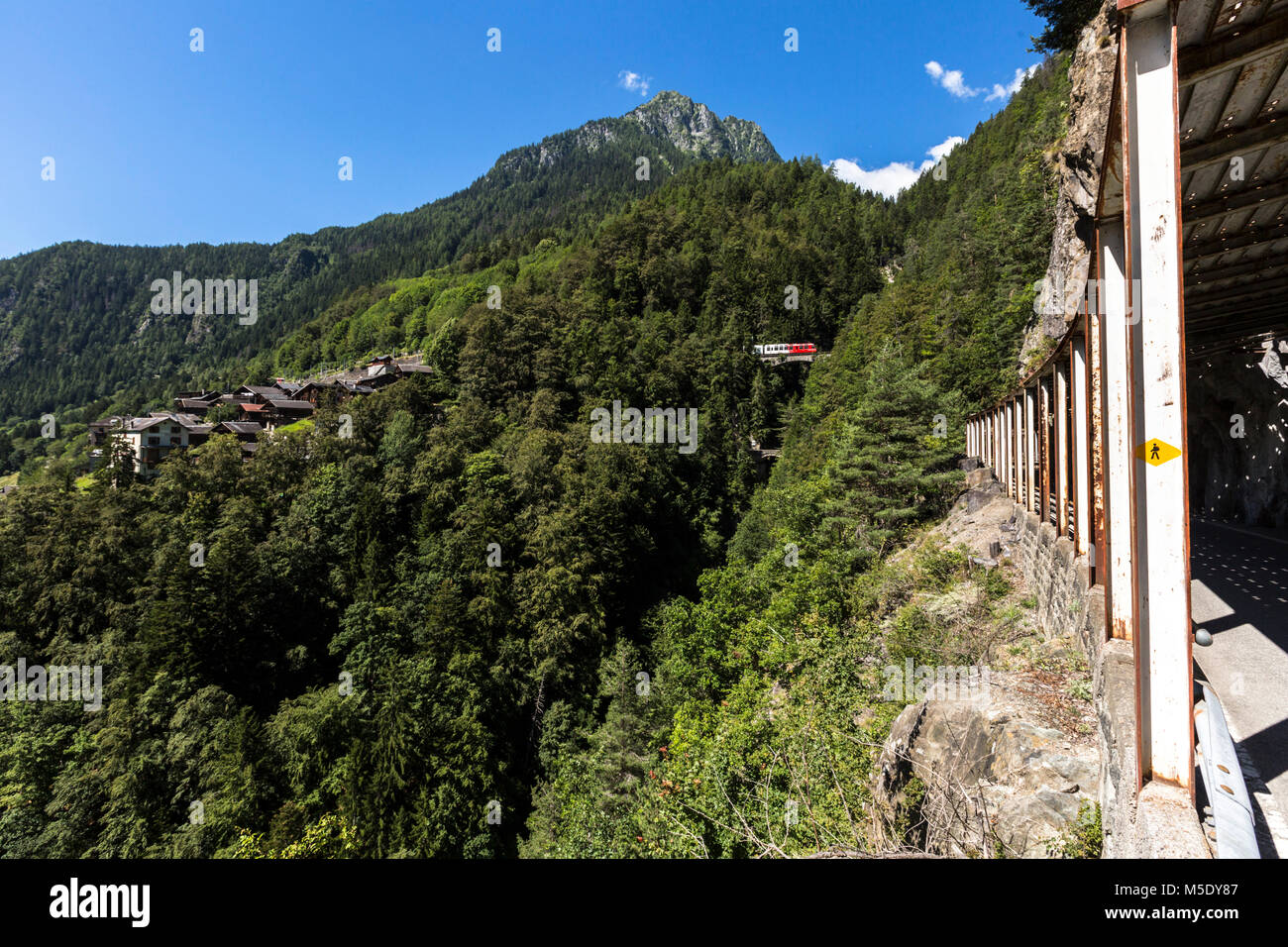 Train, railroad engine, mountain, mountains, wood, the Alps, bridge ...