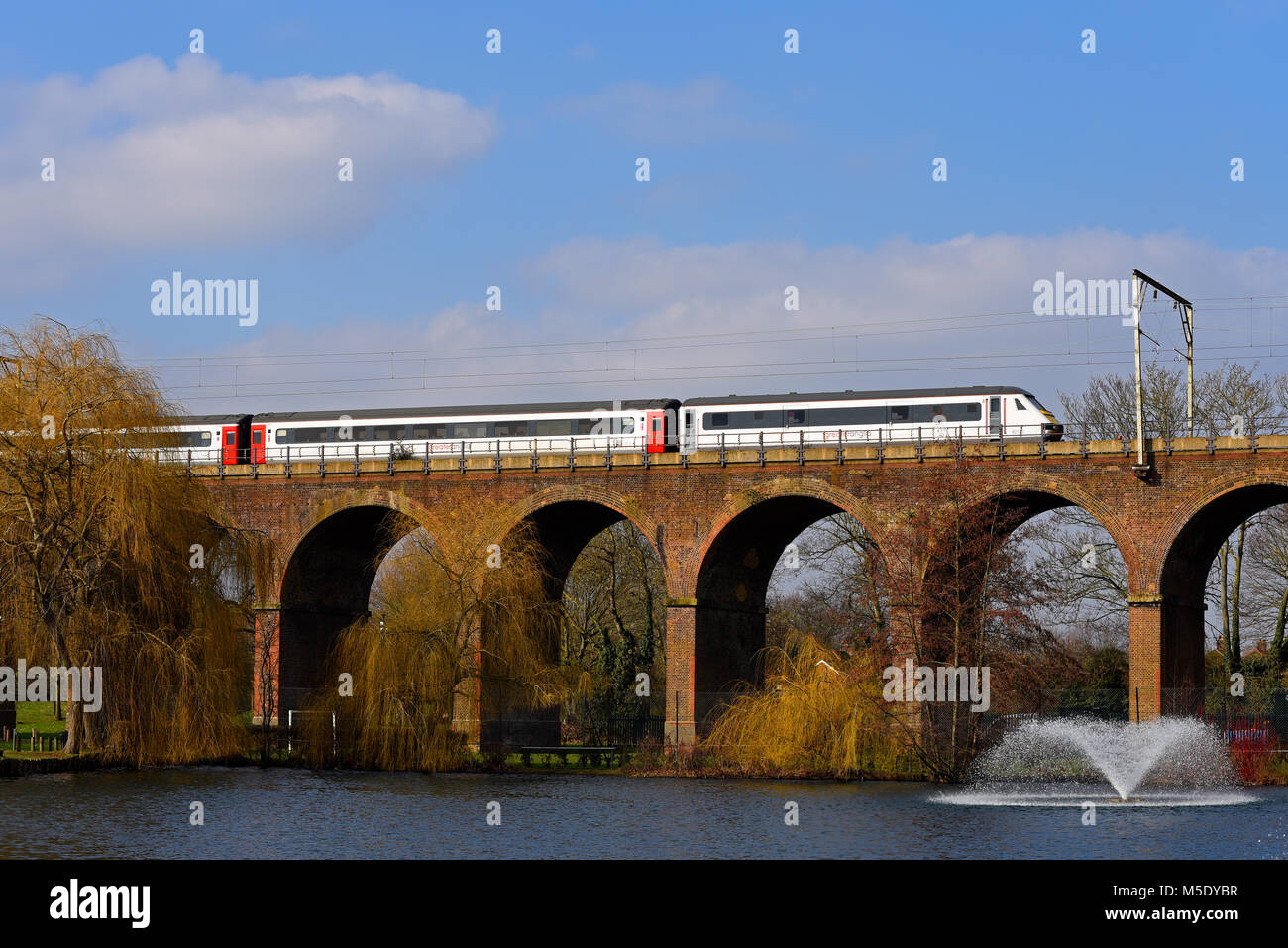 Greater Anglia Abellio train Driving Van Trailer DVT Mark 3 crossing ...