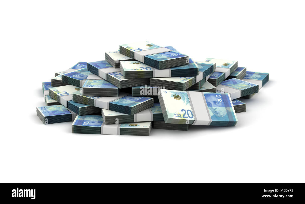Stack of Israeli New Shekels Stock Photo - Alamy