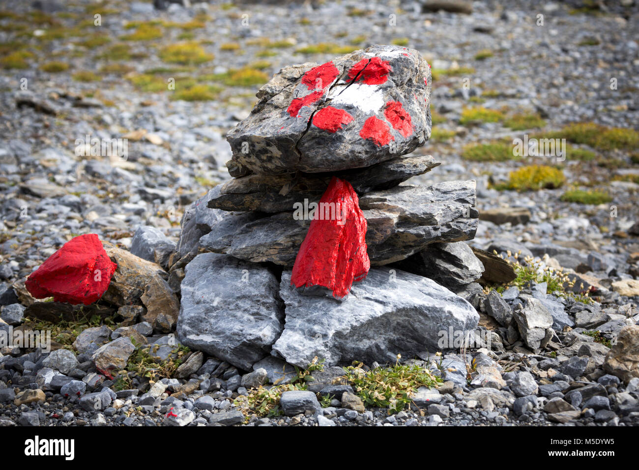 Hiking, walking, the Alps, mountains, rock, stone, stone, mark, road ...