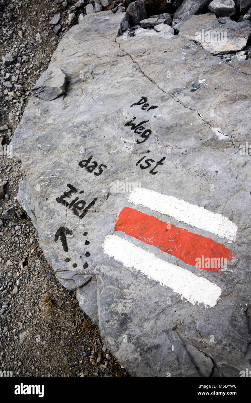 Hiking, walking, the Alps, mountains, rock, stone, stone, mark, road ...