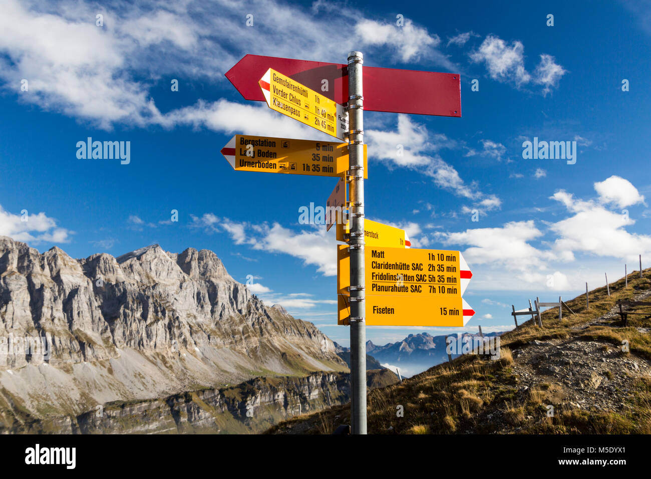 Hiking, walking, the Alps, mountains, rock, stone, signpost, Yellow ...