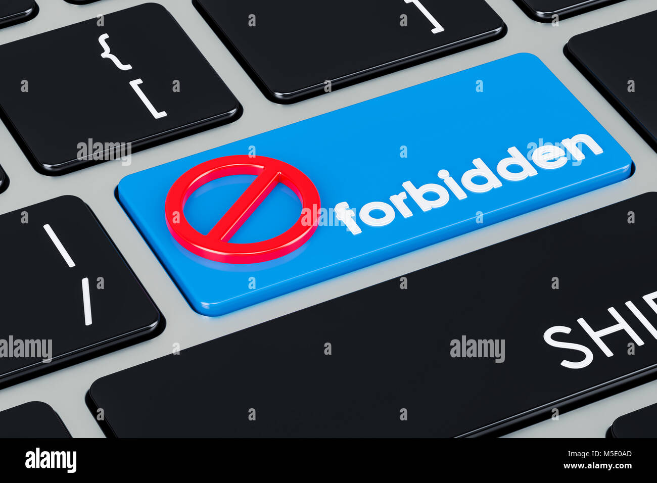 Forbidden button on the keyboard, 3D rendering Stock Photo - Alamy