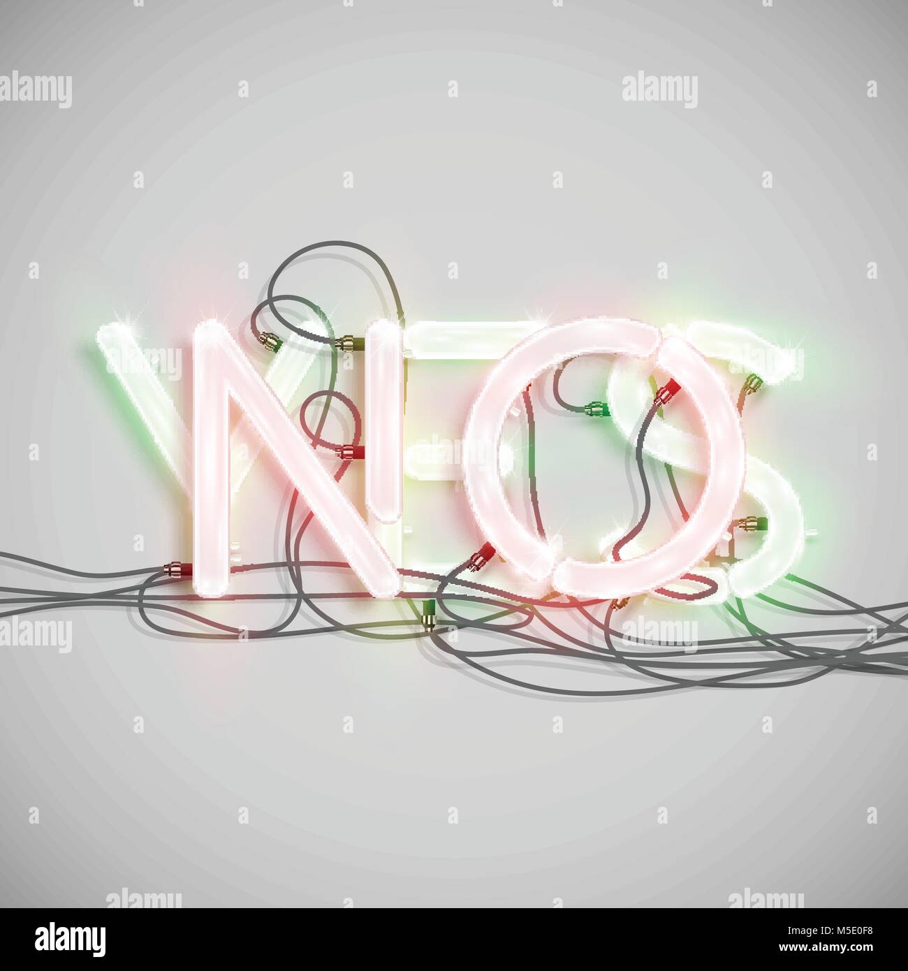 Realistic word character made by neon font, vector illustration Stock ...