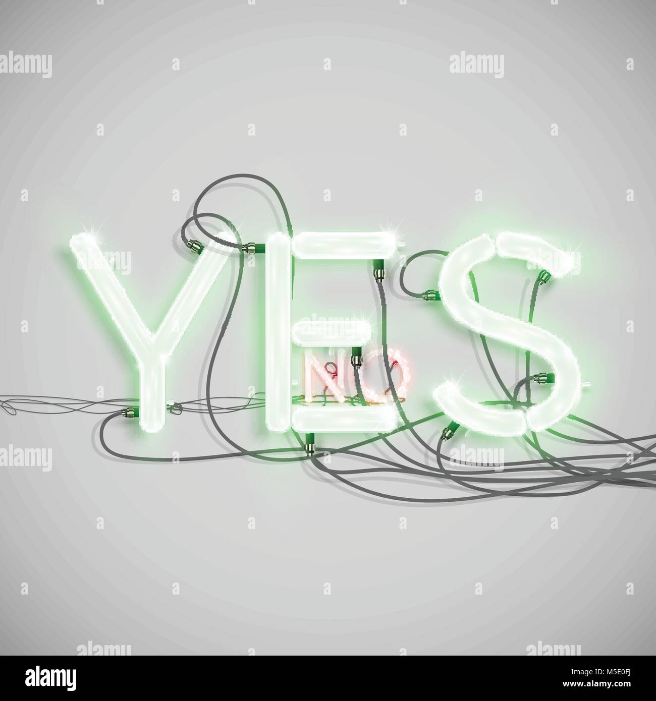 Realistic word character made by neon font, vector illustration Stock ...