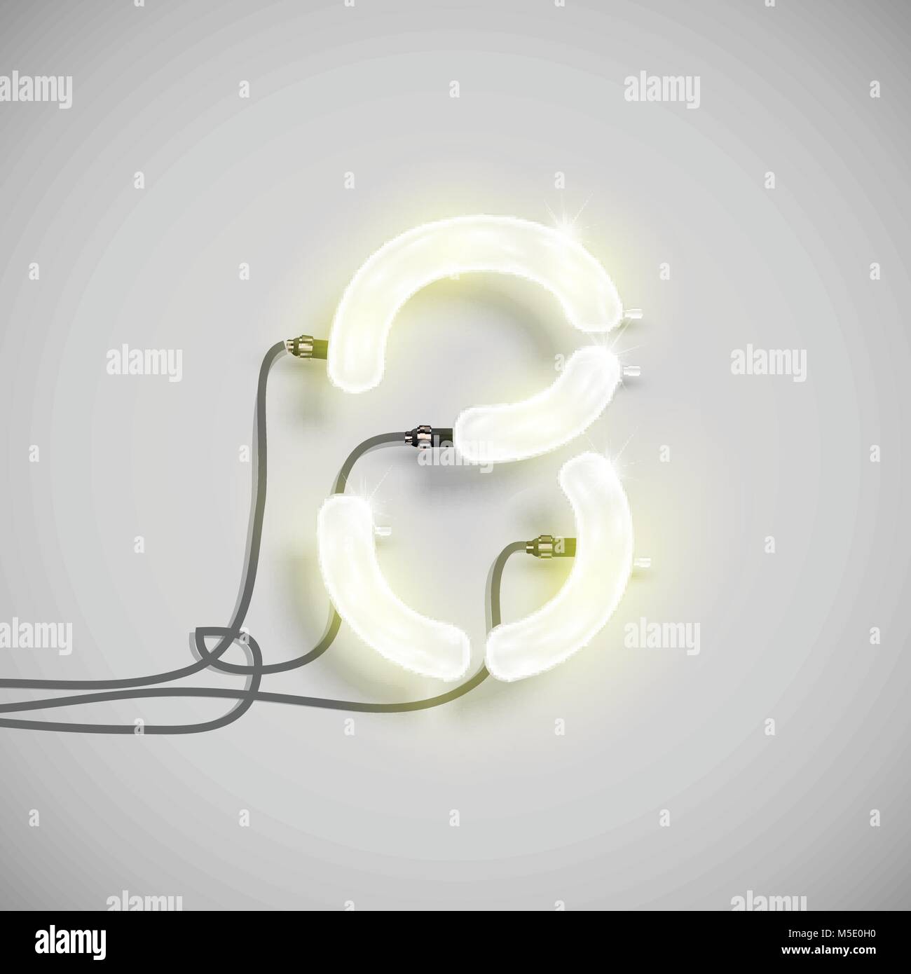 Realistic neon number, made by NeON typeset, vector Stock Vector Image ...
