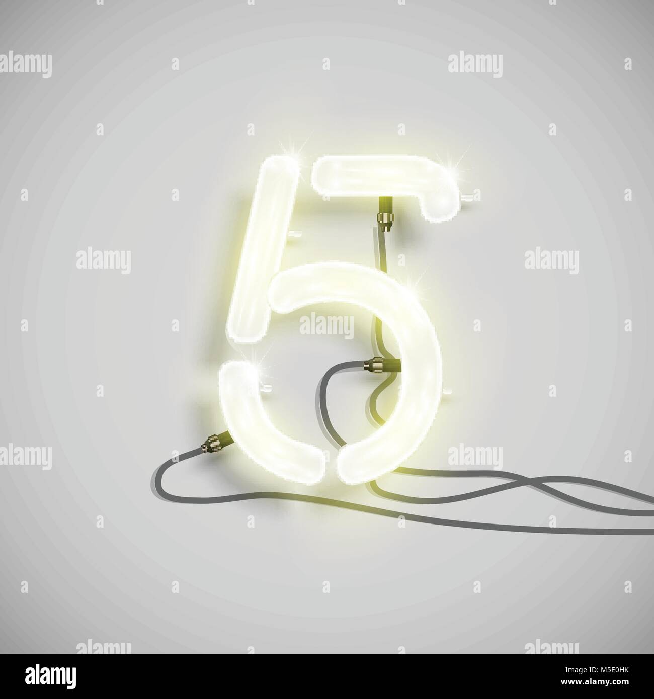 Realistic neon number, made by NeON typeset, vector Stock Vector Image ...