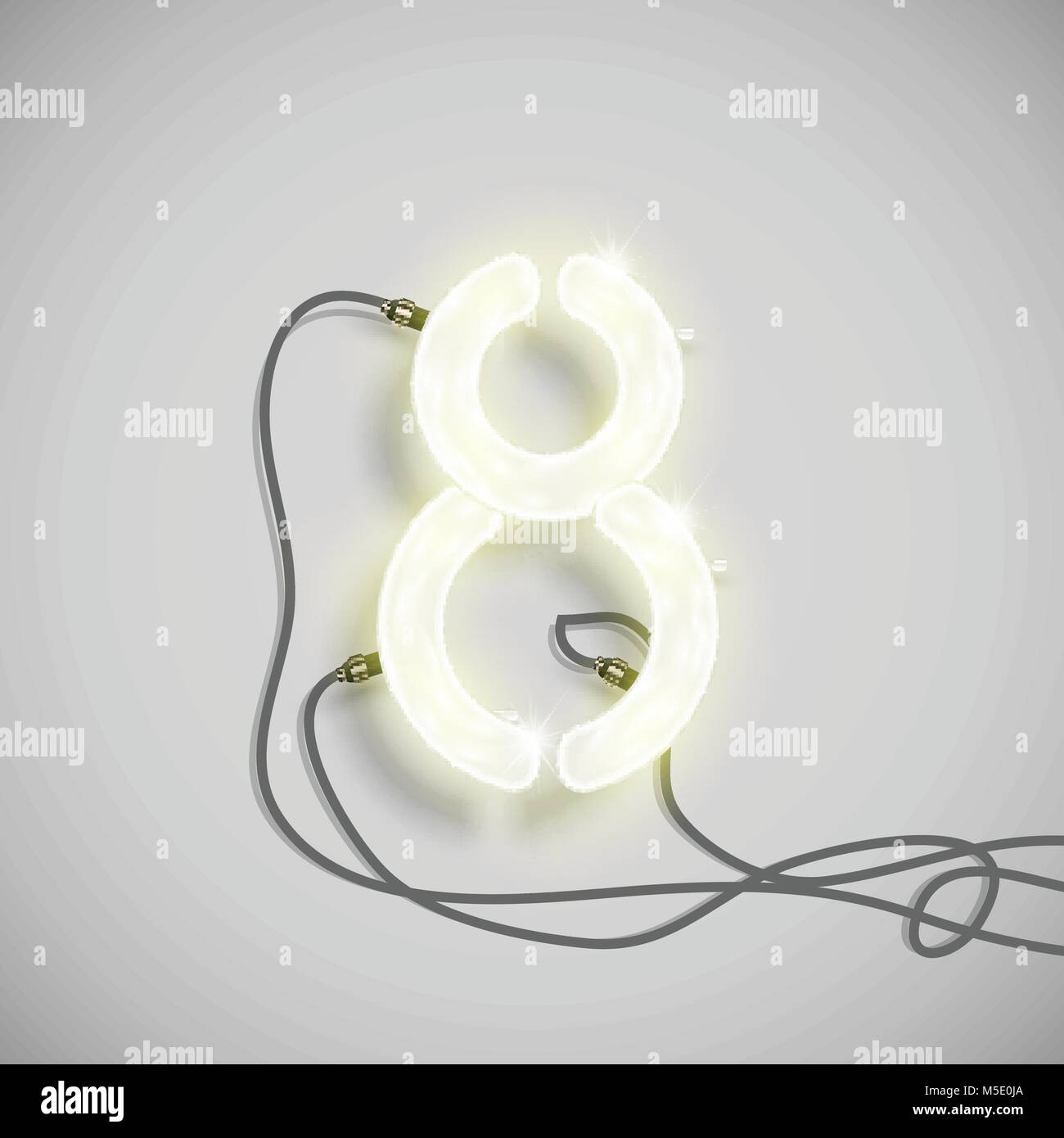 Realistic neon number, made by NeON typeset, vector Stock Vector Image ...
