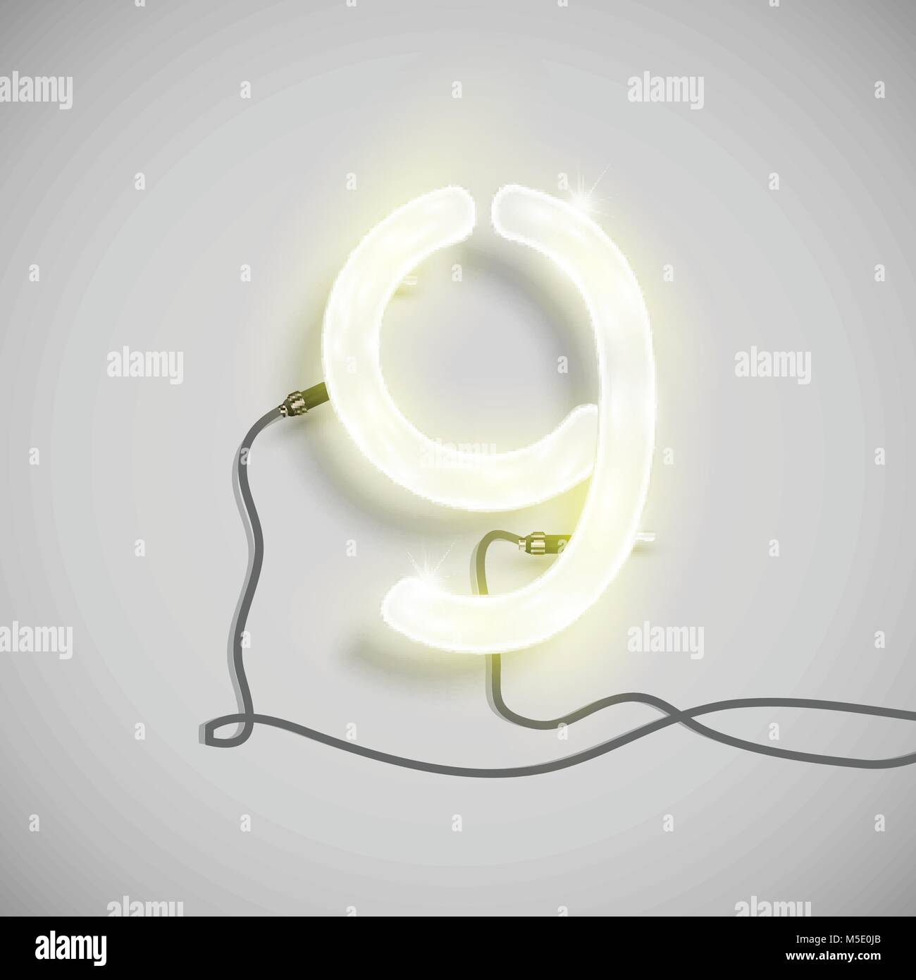 Realistic neon number, made by NeON typeset, vector Stock Vector Image ...