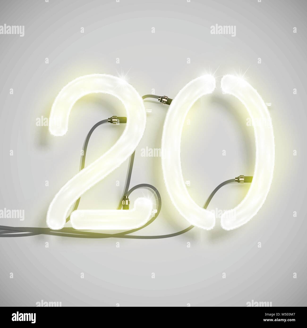 Realistic neon number, made by NeON typeset, vector Stock Vector Image ...