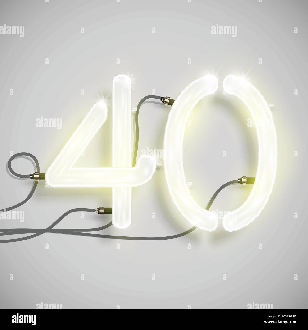Realistic neon number, made by NeON typeset, vector Stock Vector Image ...
