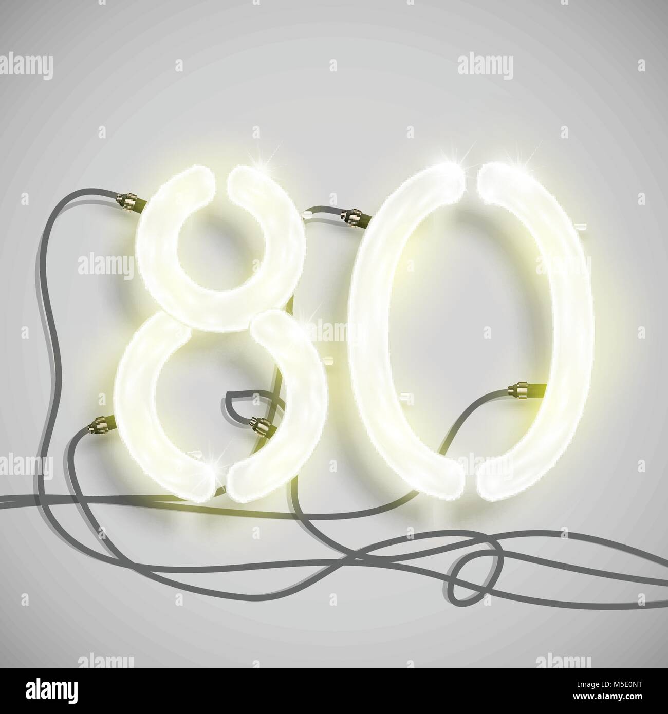 Realistic neon number, made by NeON typeset, vector Stock Vector Image ...