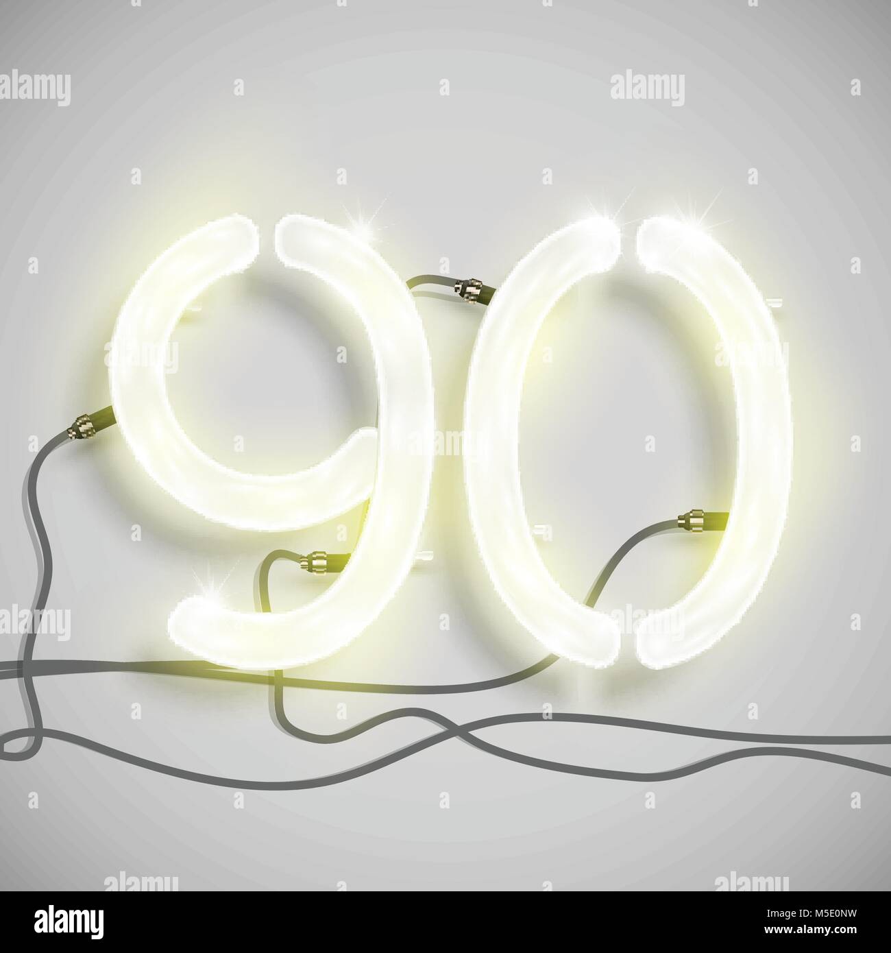 Realistic neon number, made by NeON typeset, vector Stock Vector Image ...