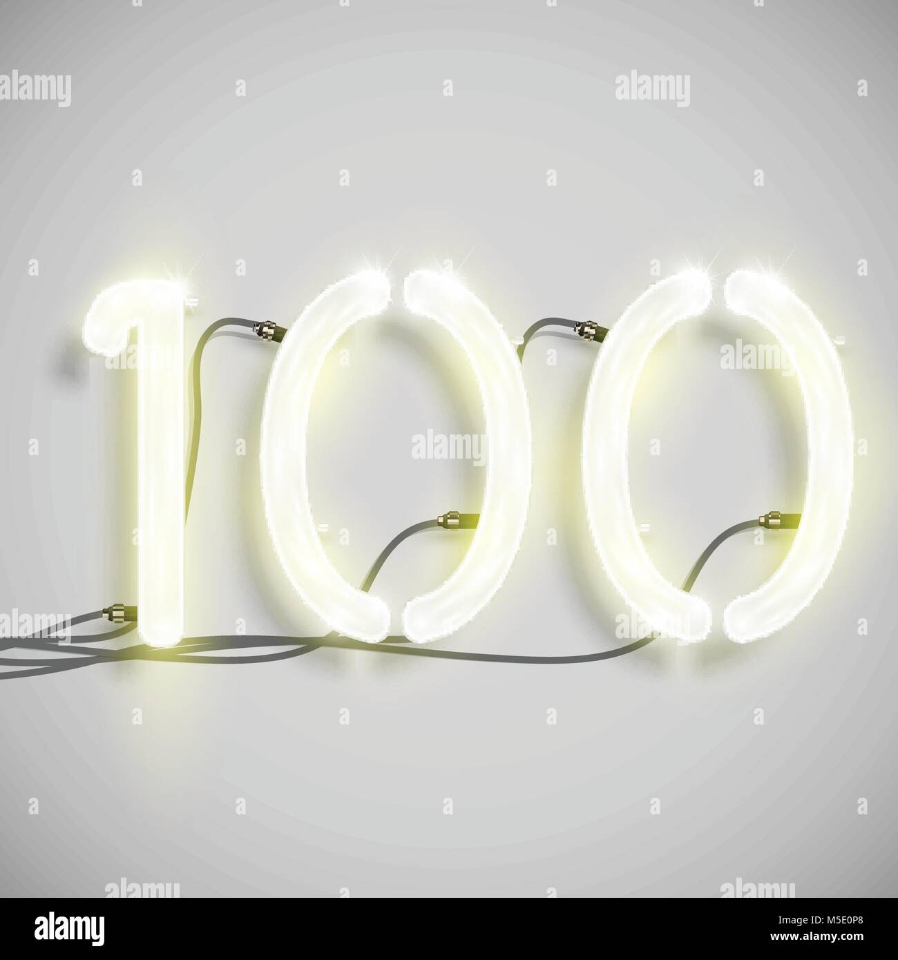 Realistic neon number, made by NeON typeset, vector Stock Vector Image ...