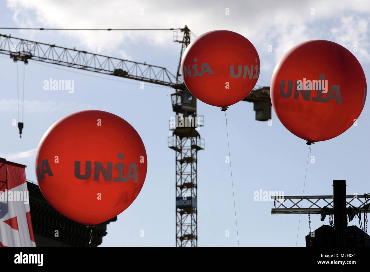 Demonstration, trade union, flags, symbol, balloon, balloons, logo ...