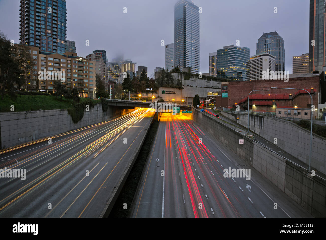 WASHINGTON - I-5 near the Convention Center as the fog comes in in the ...