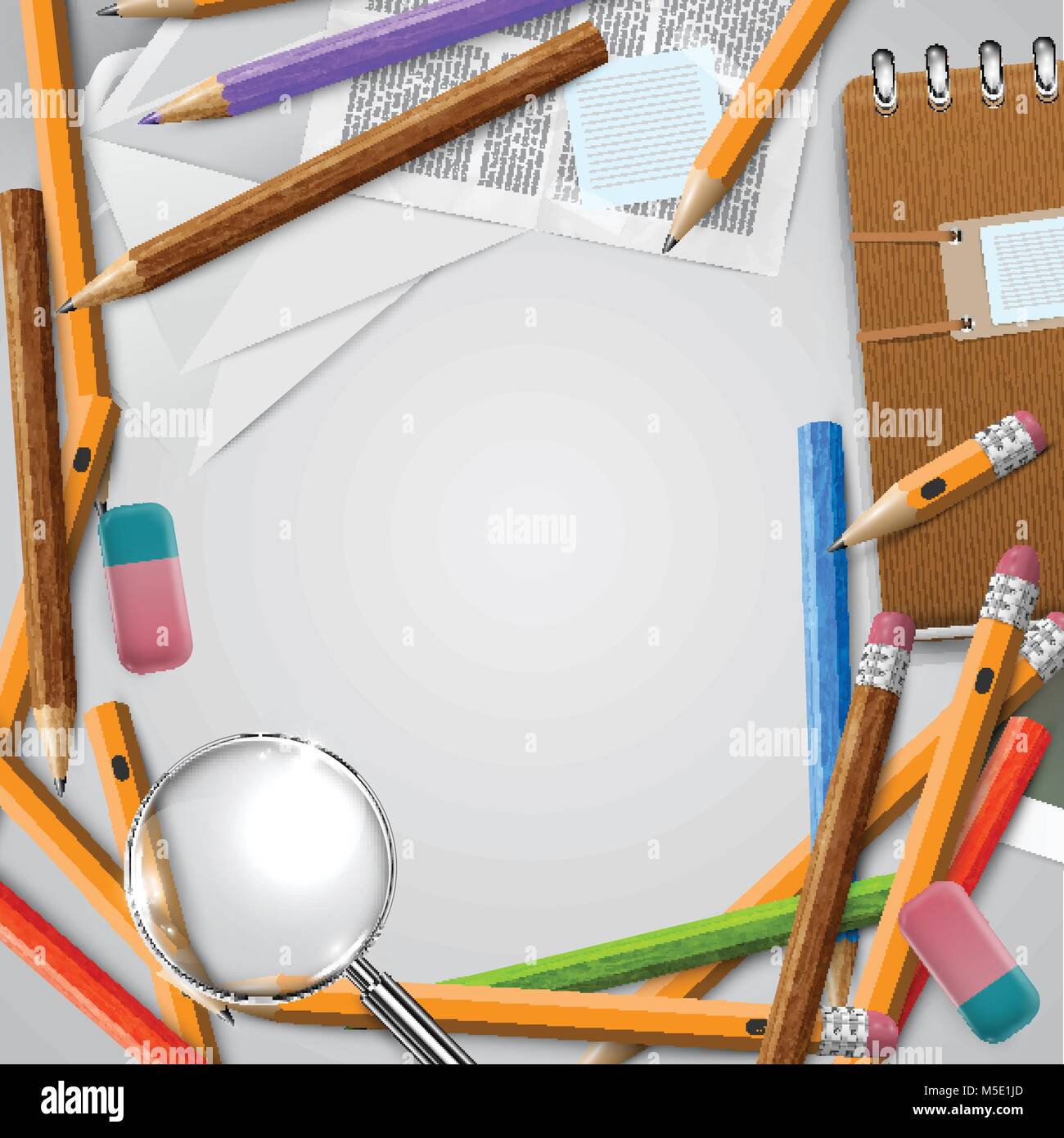 Office or school stuffs and items on white background, vector Stock ...