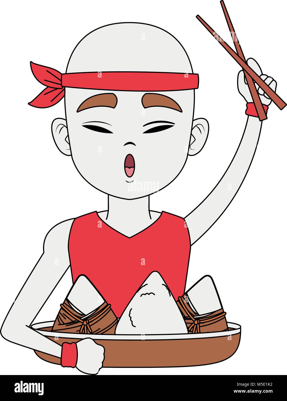 Chinese man eating rice Stock Vector Image & Art - Alamy