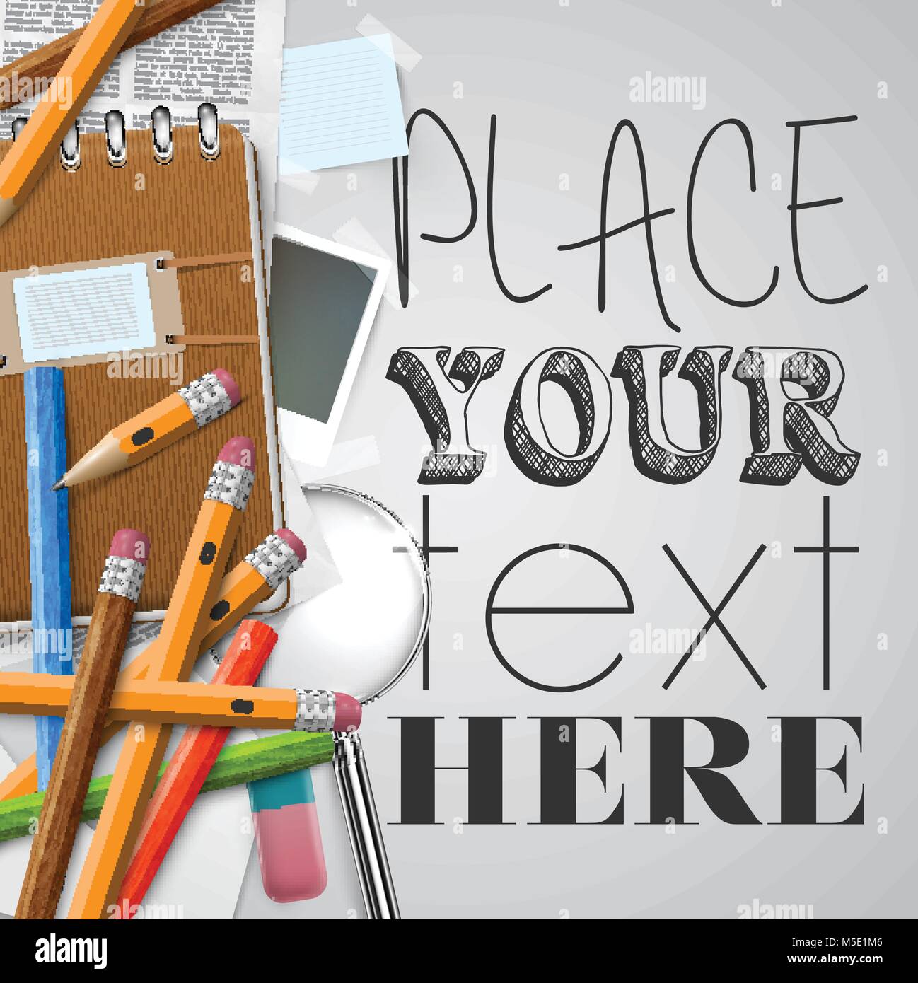 Office or school stuffs and items on white background, vector Stock ...