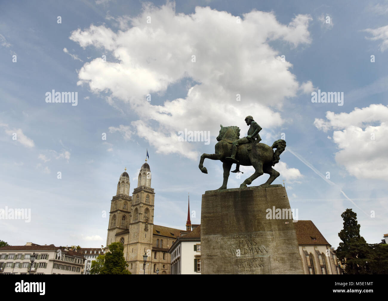 Great Minster church (Grossmunster) and Hans Waldmann monument, Zurich ...
