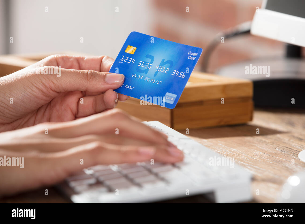 Woman typing on keyboard making hi-res stock photography and images - Alamy
