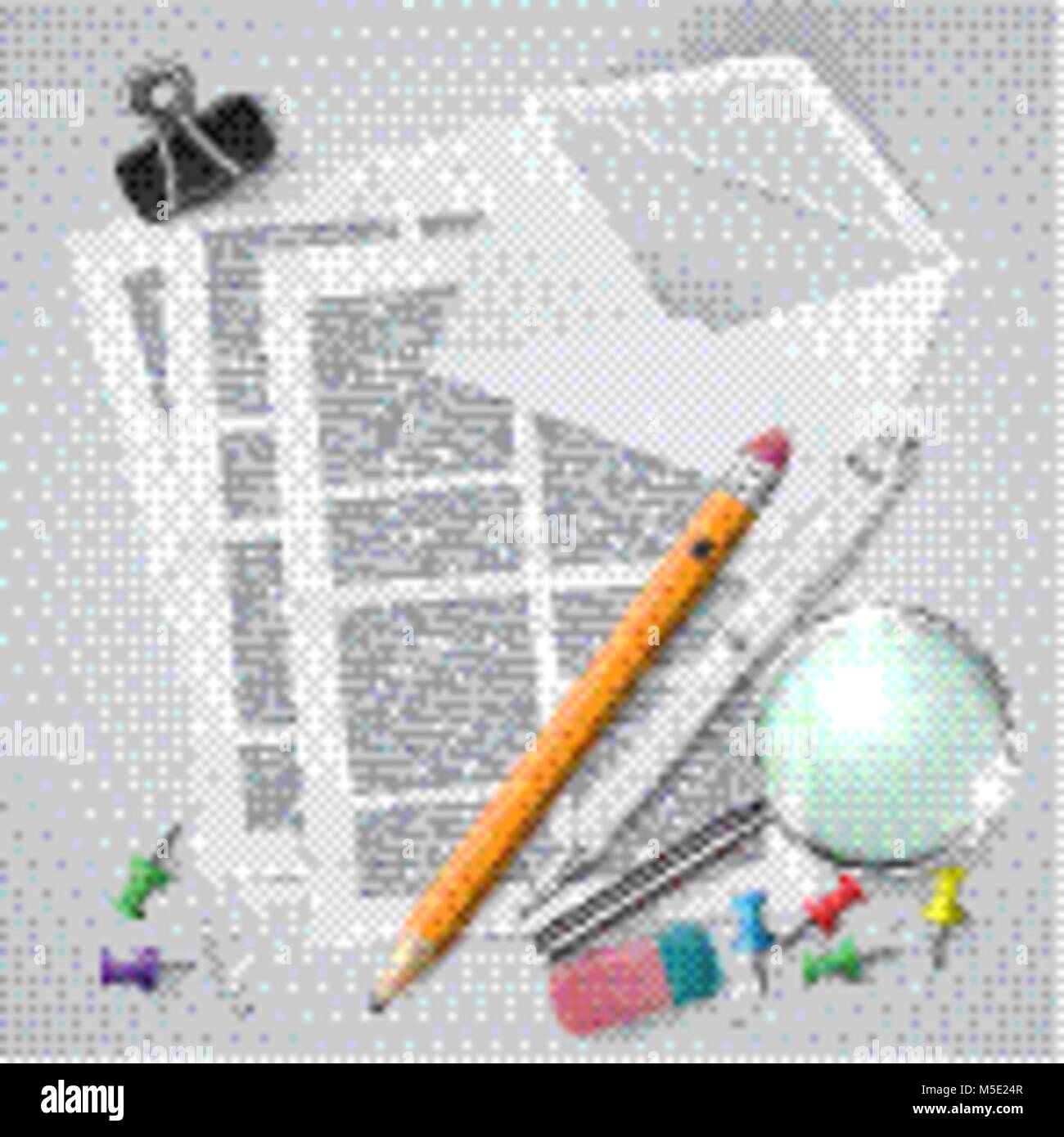 Office or school stuffs and items on white background, vector Stock ...
