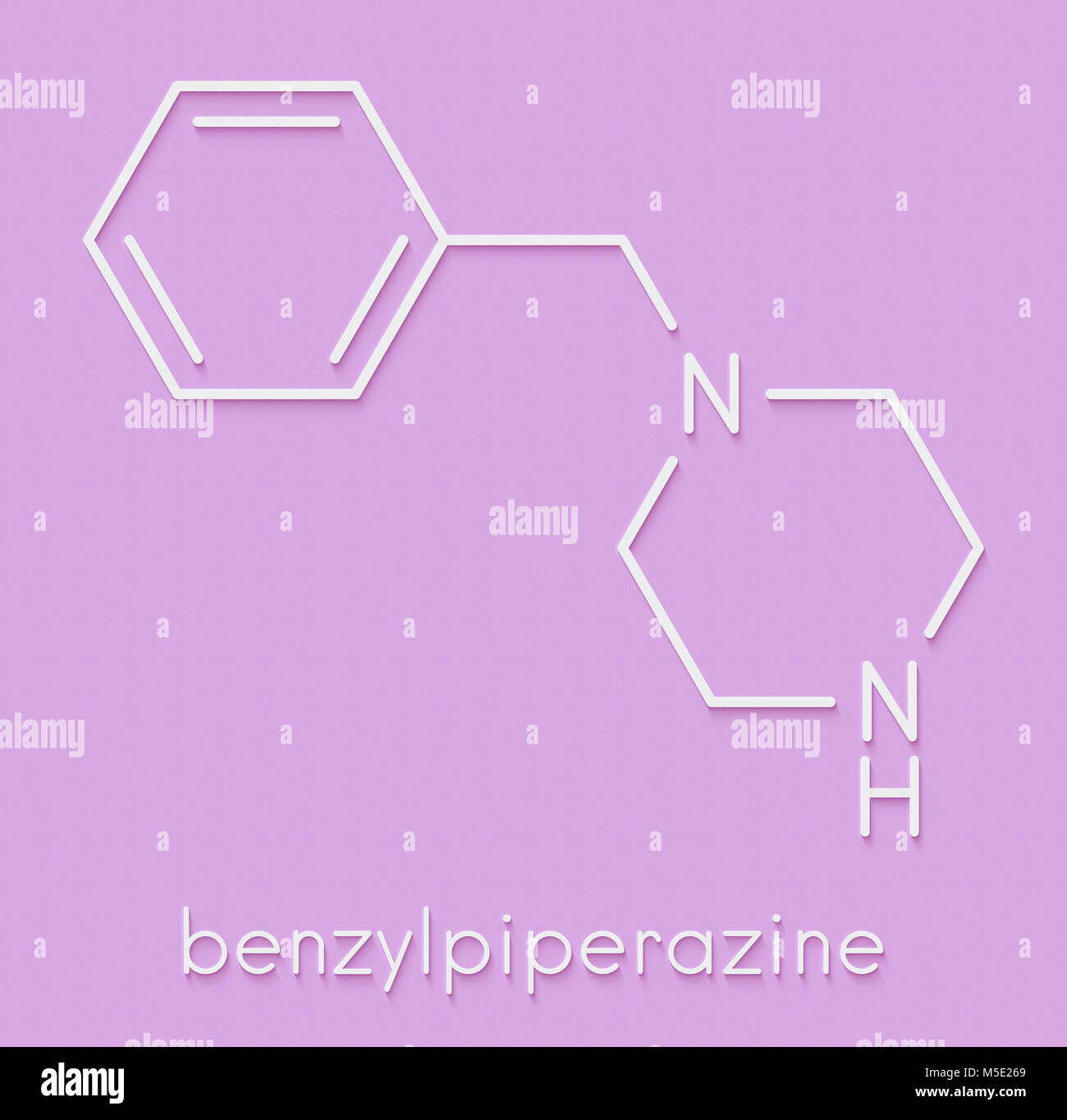 Benzylpiperazine (BZP) recreational drug molecule. Skeletal formula ...