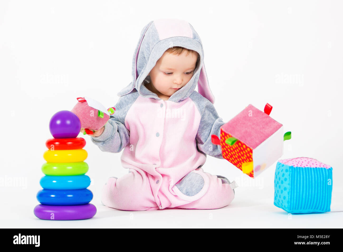 Portrait of a beautiful little girl. Child on a white background Stock ...