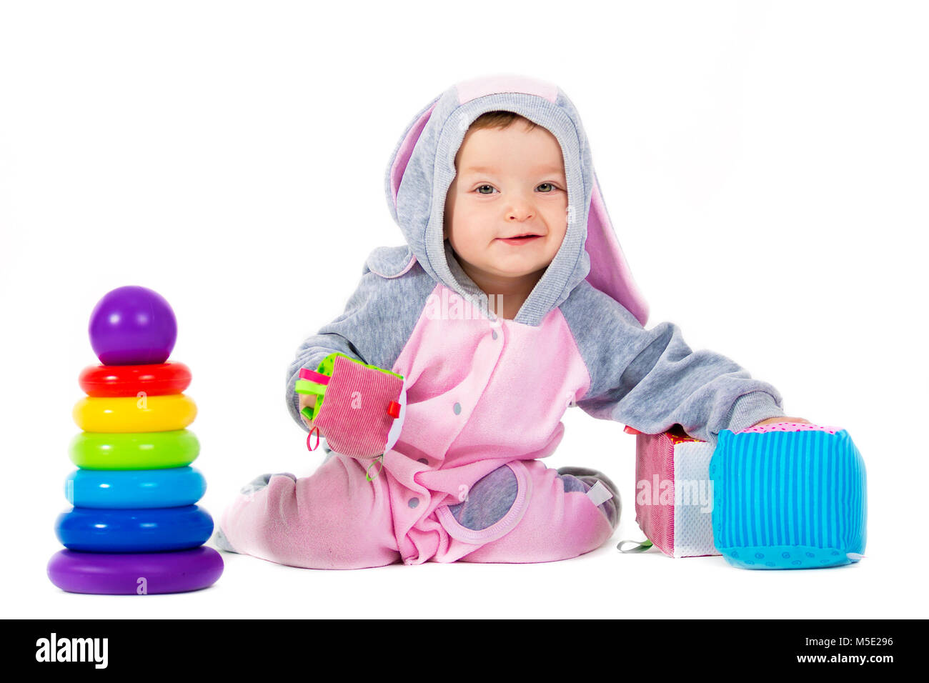 Portrait of a beautiful little girl. Child on a white background Stock ...