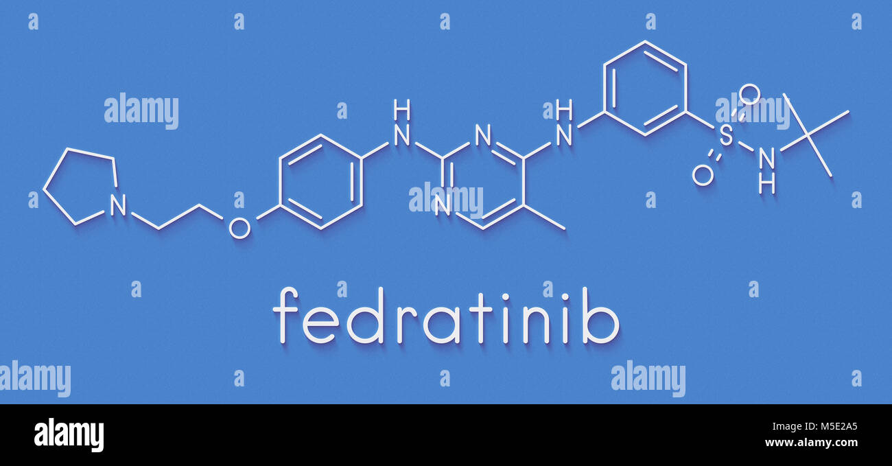 Fedratinib cancer drug molecule. Skeletal formula Stock Photo - Alamy