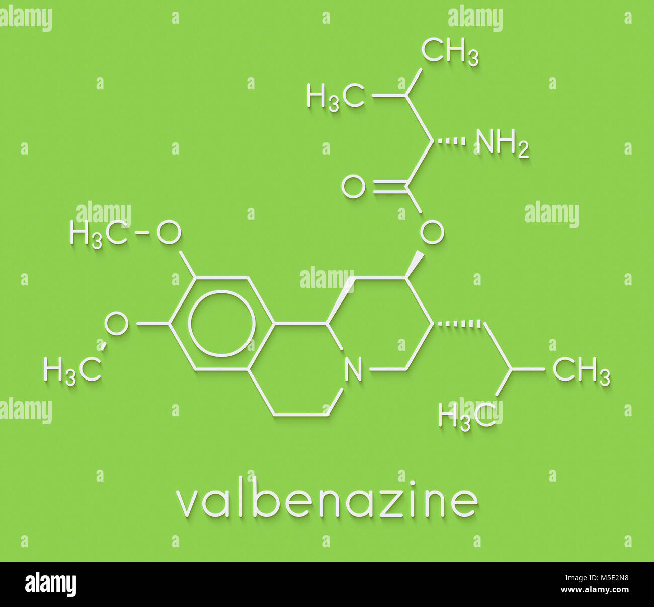 Valbenazine tardive dyskinesia drug molecule. Skeletal formula Stock ...
