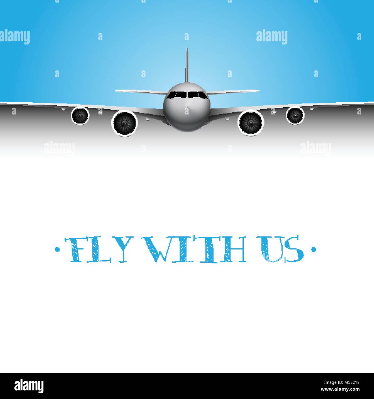 Realistic plane with 'Fly with us' title, business vector flyer Stock ...