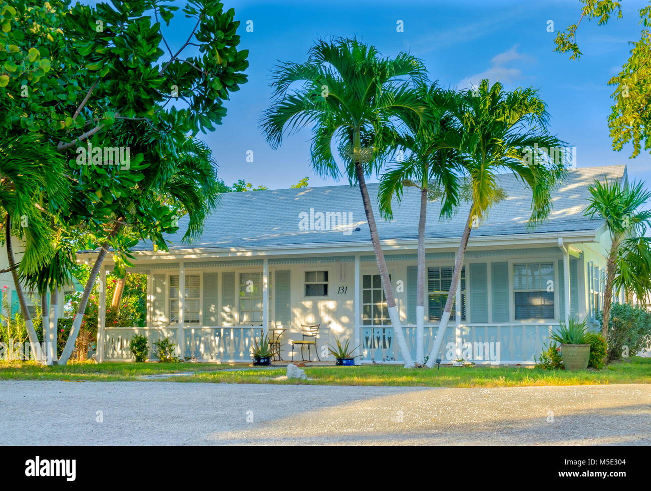 Grand Cayman, Cayman Islands, blue Caribbean-style house in the West ...