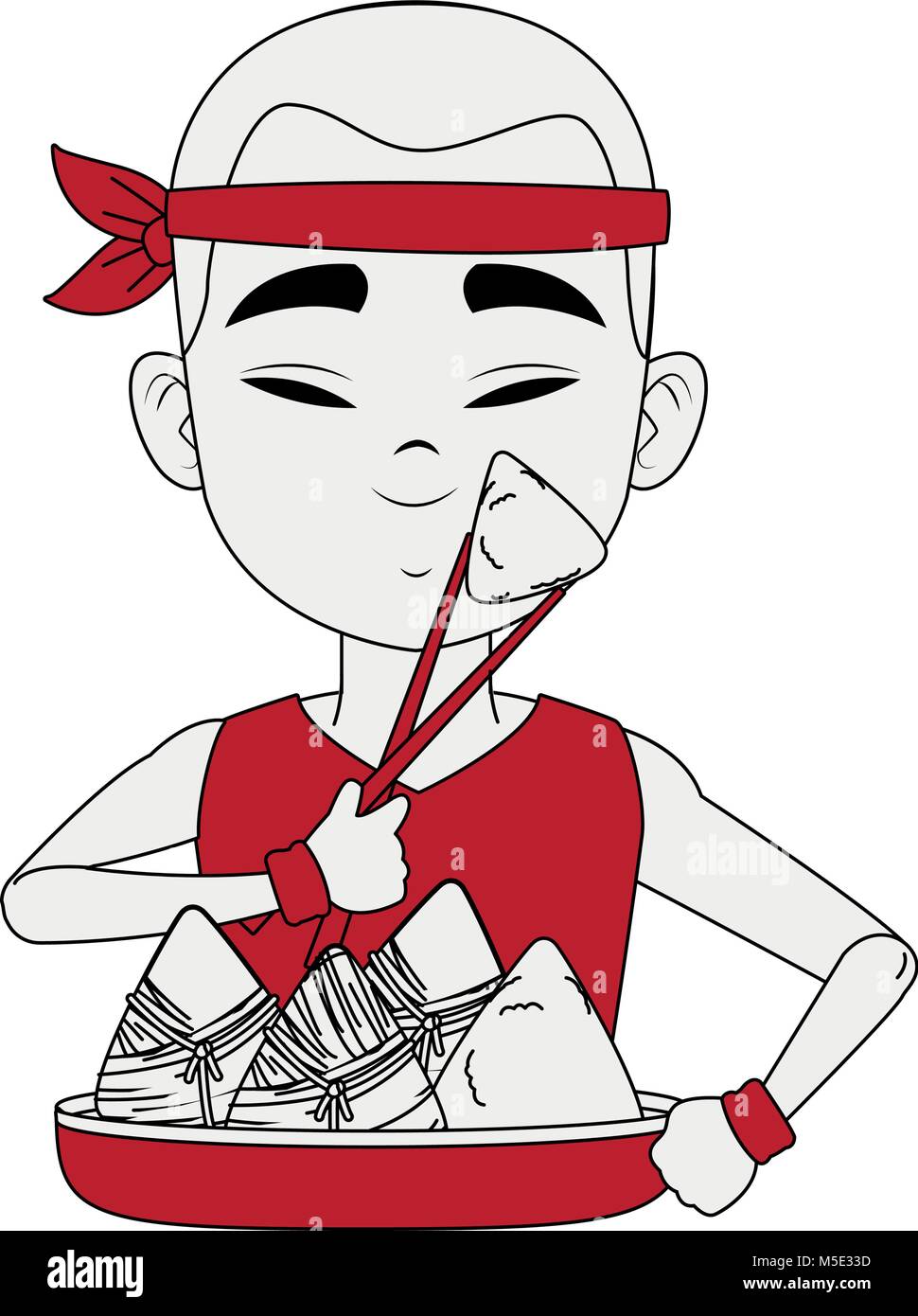 Chinese man eating rice Stock Vector Image & Art - Alamy