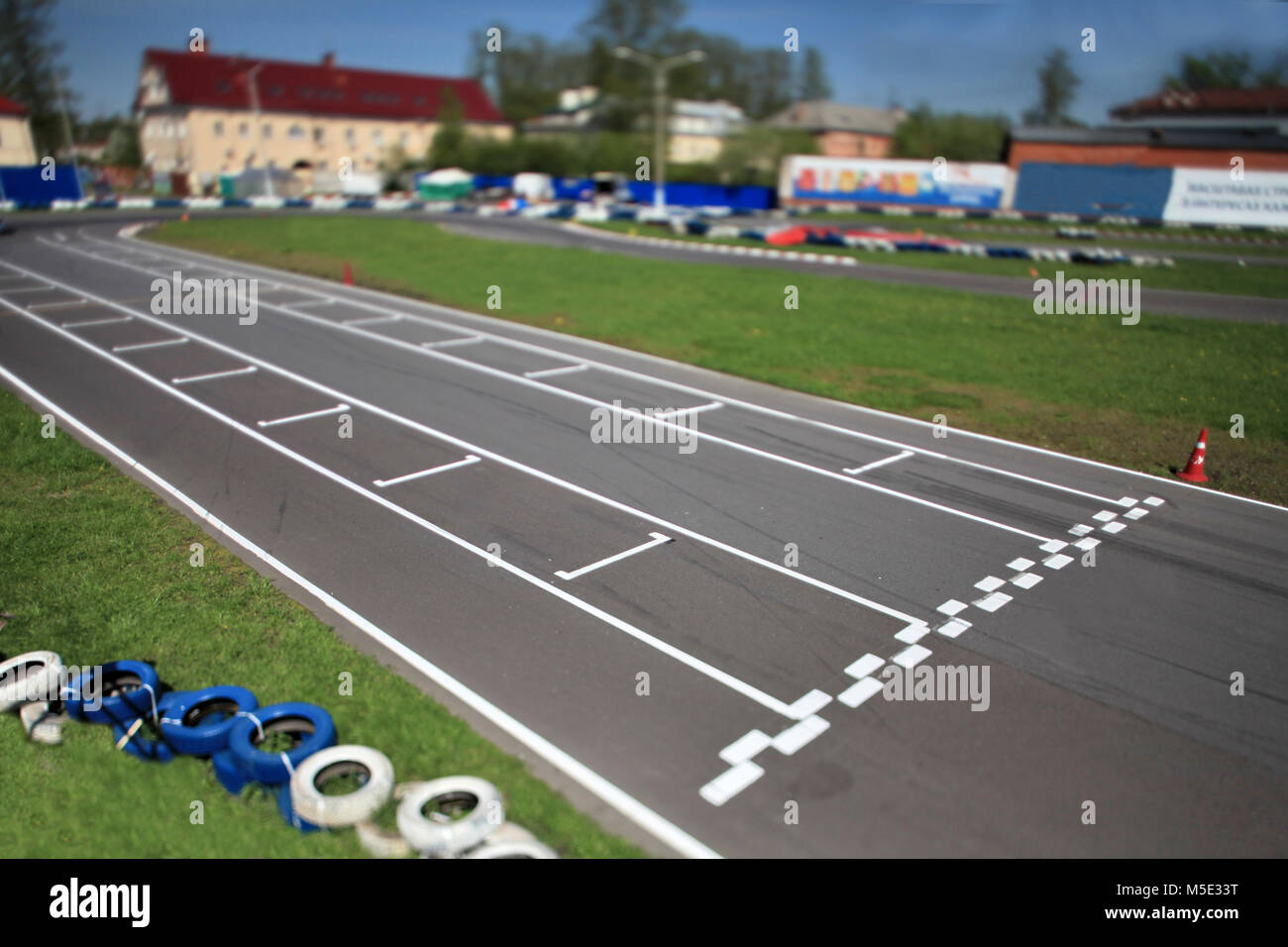 Karting racing round the track Tilt Stock Photo - Alamy
