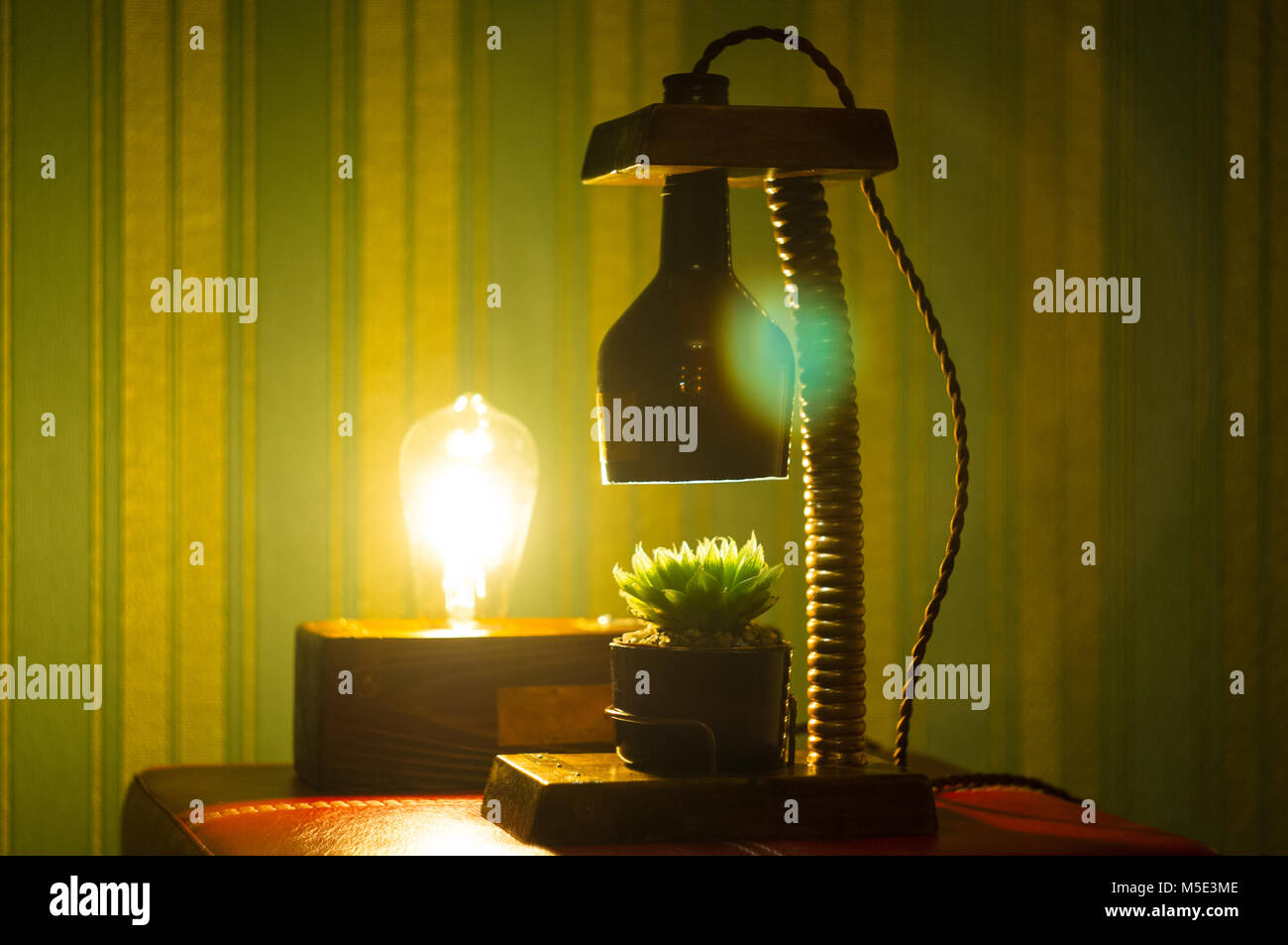 Light fixture handmade - stand for flower pot in vintage style, wooden ...