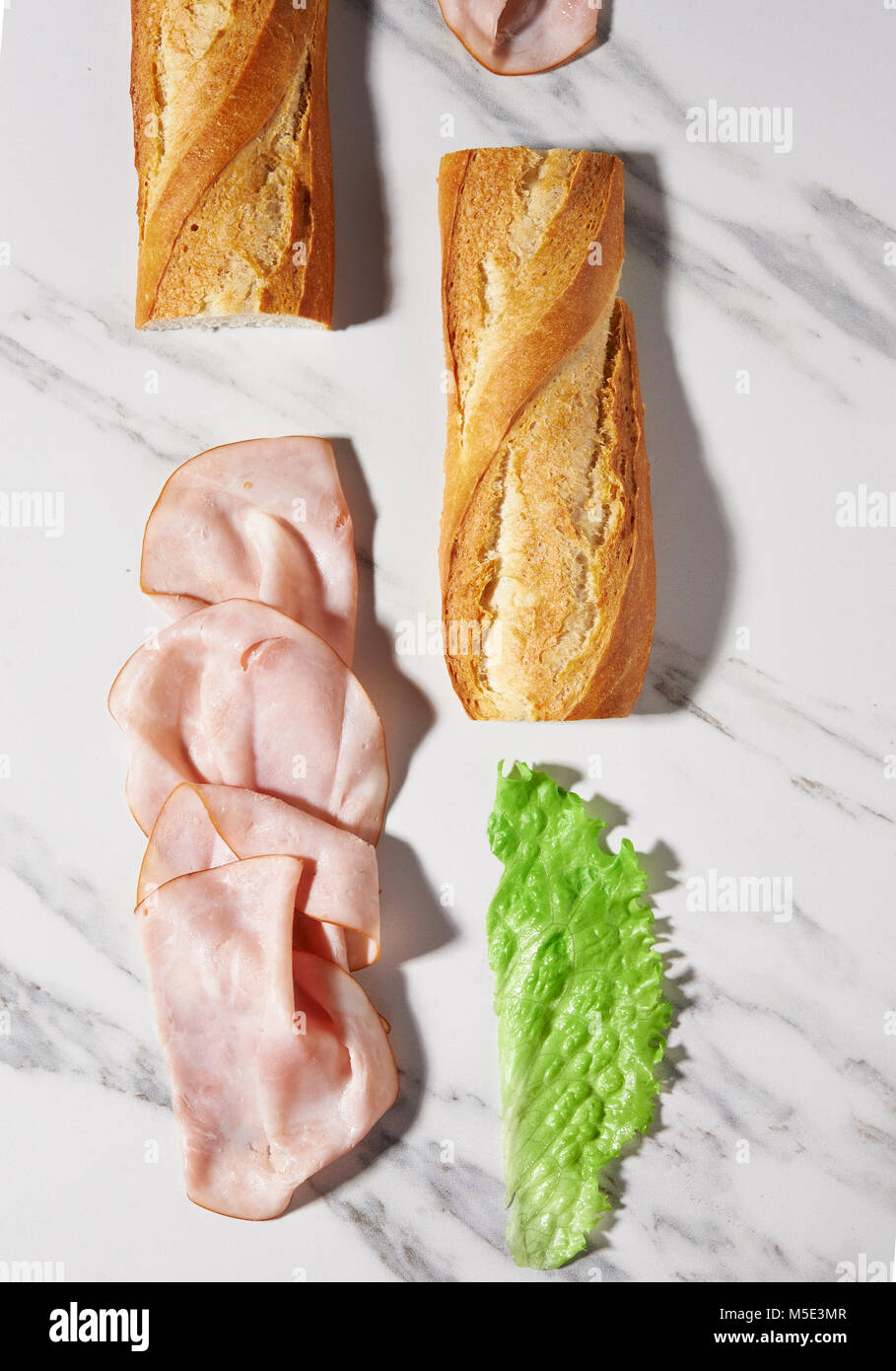 Baguette ham top view hi-res stock photography and images - Alamy