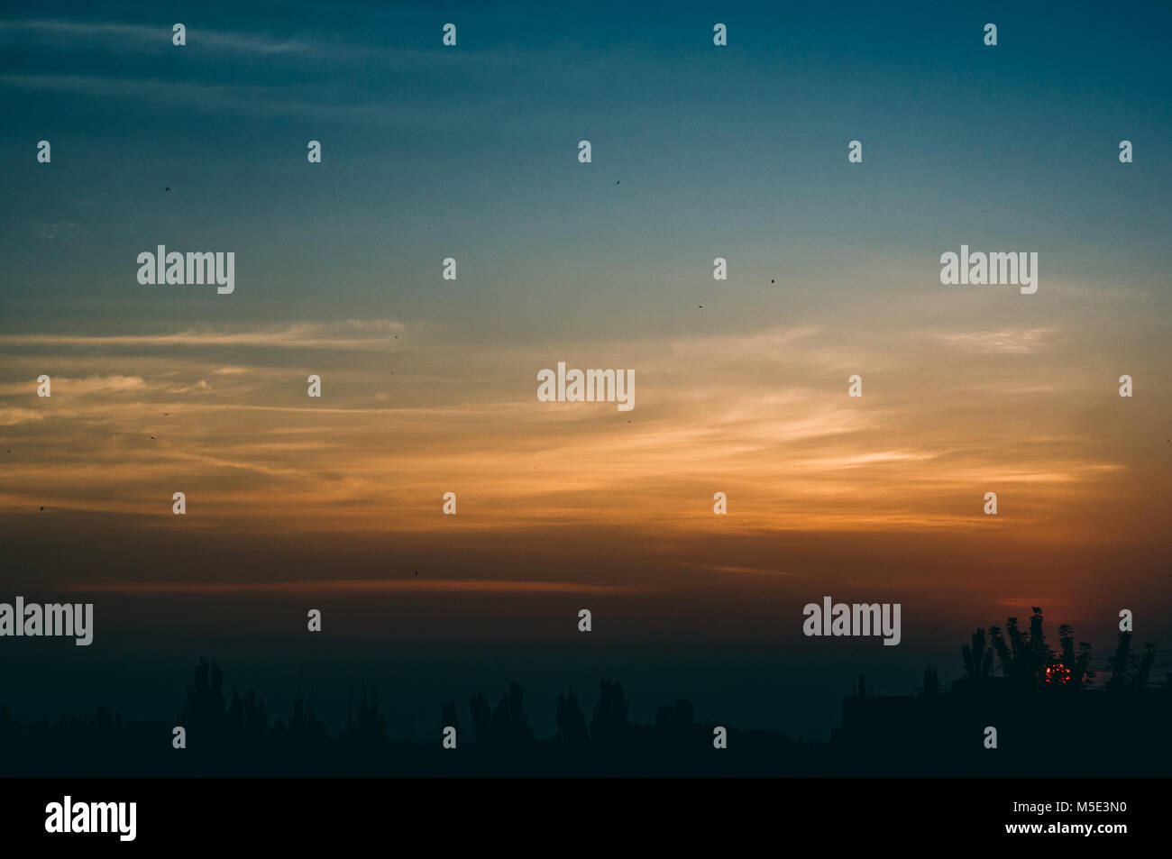 Landscape with dramatic light - beautiful golden sunset with saturated ...