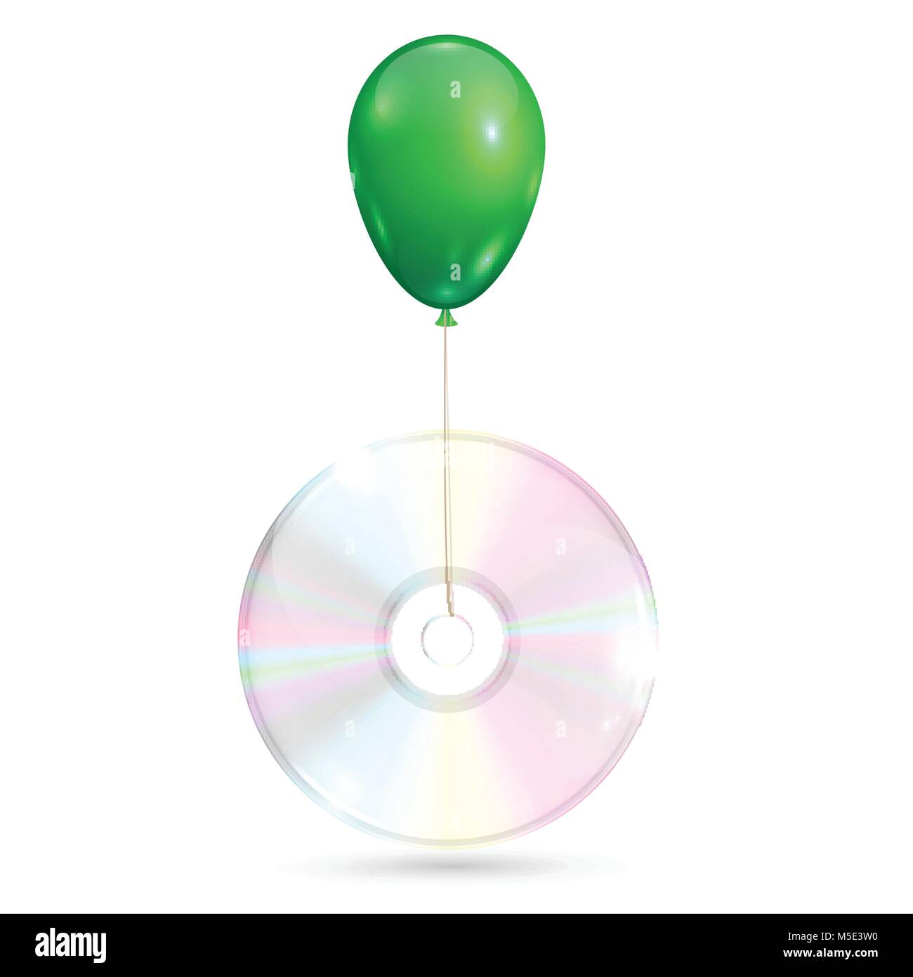 CD/DVD with a green balloon on white background, vector illustration ...