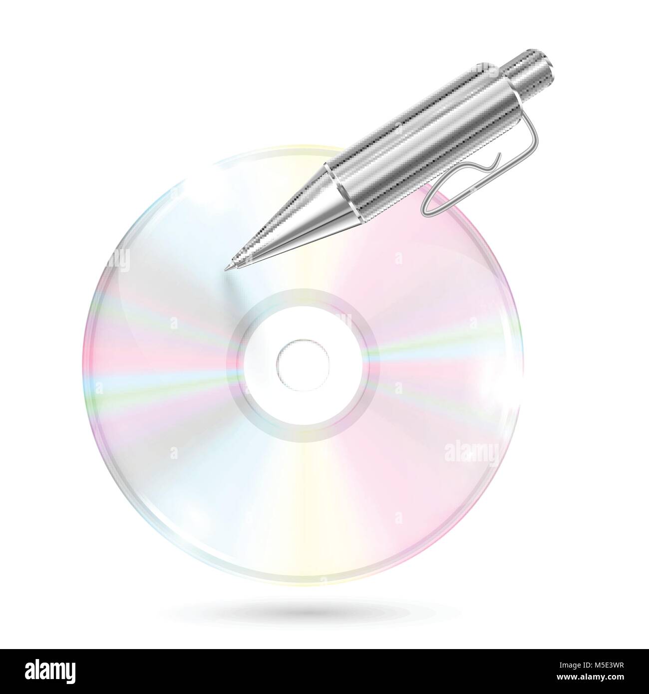 CD/DVD with pen on white background, vector illustration Stock Vector ...